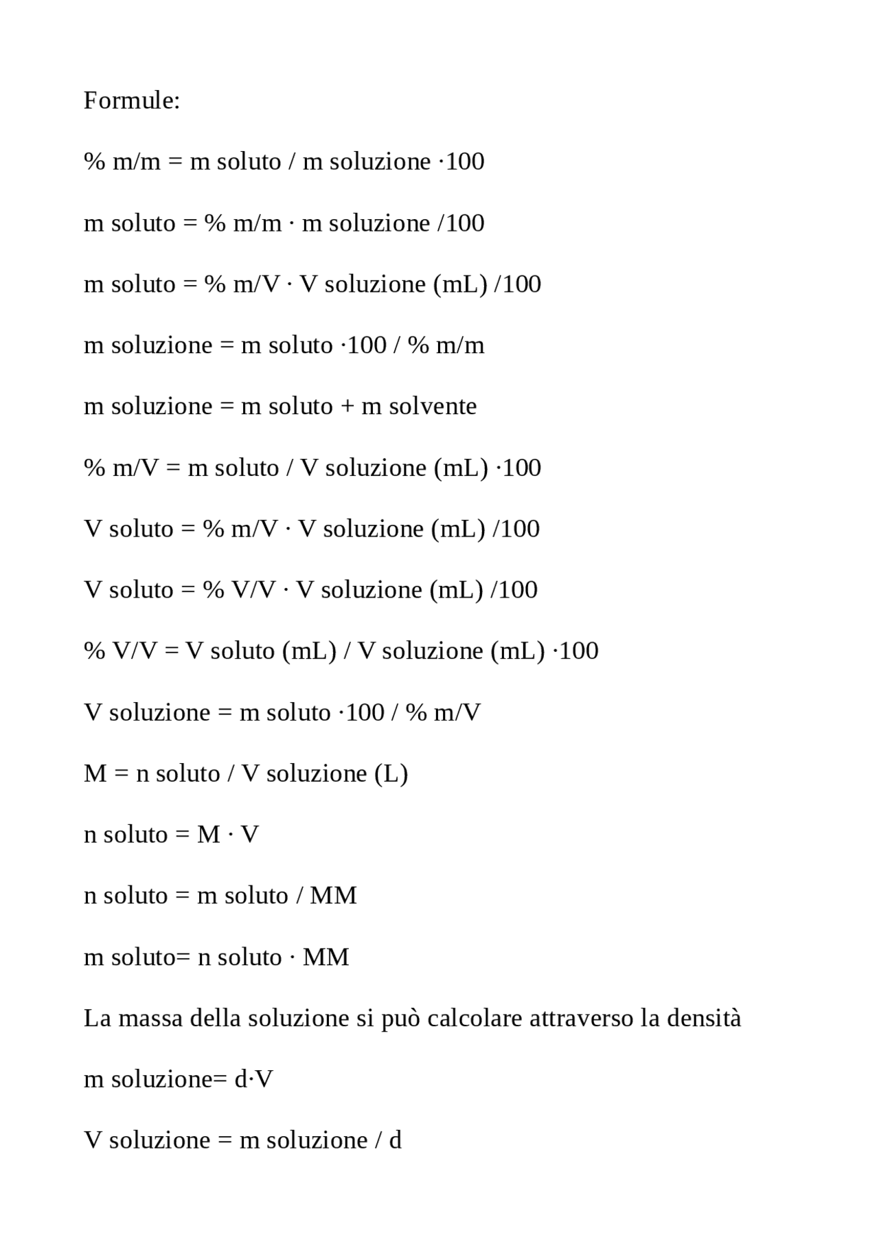 Formule Di Chimica Docsity