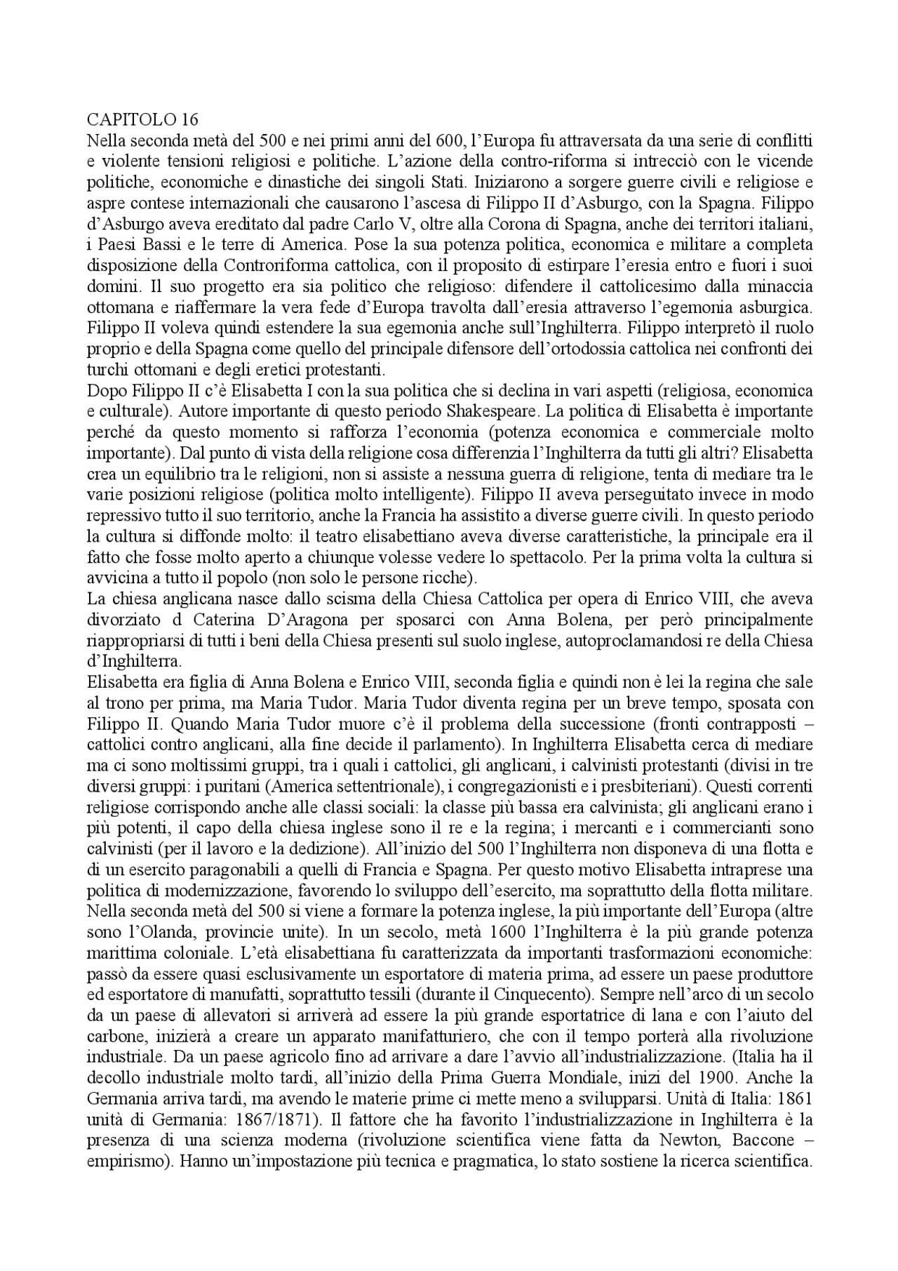 Scisma anglicano appunti - Docsity