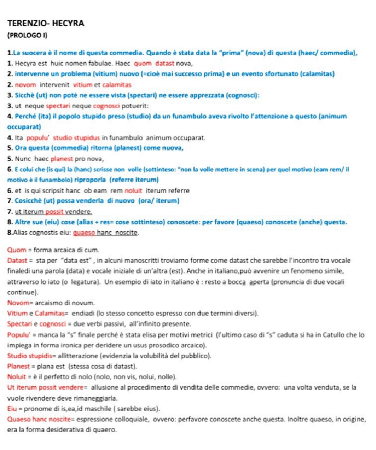 Hecyra di Terenzio, 1 e 2 prologo | Traduzioni di Letteratura latina ...