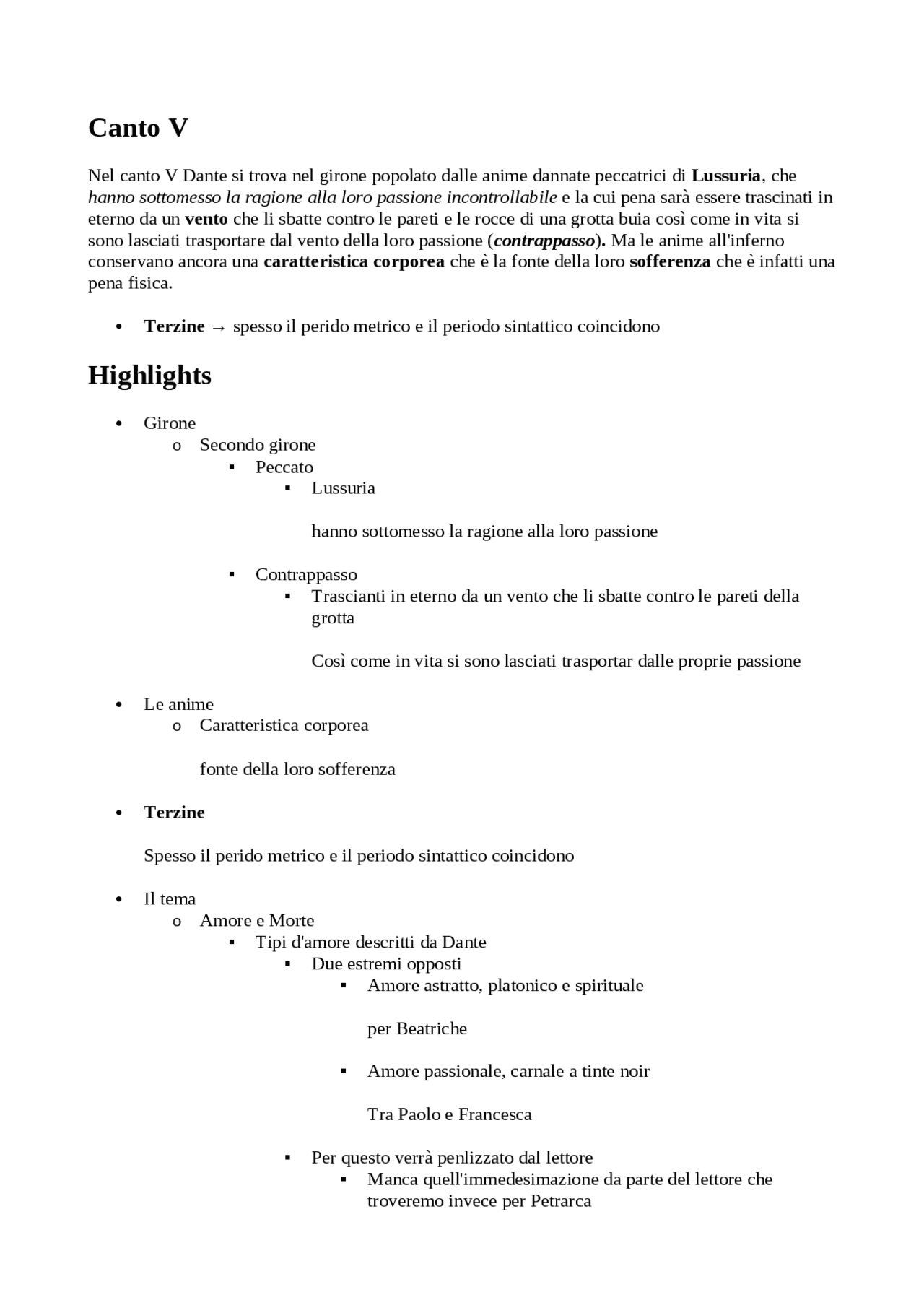 Inferno Canto V - Dante - Docsity