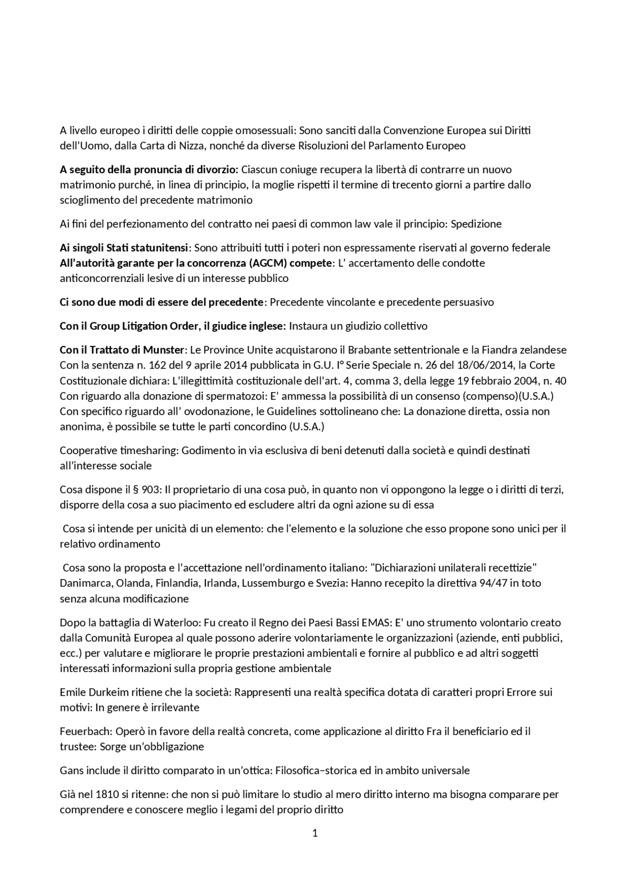 Esame di diritto privato comparato - Docsity