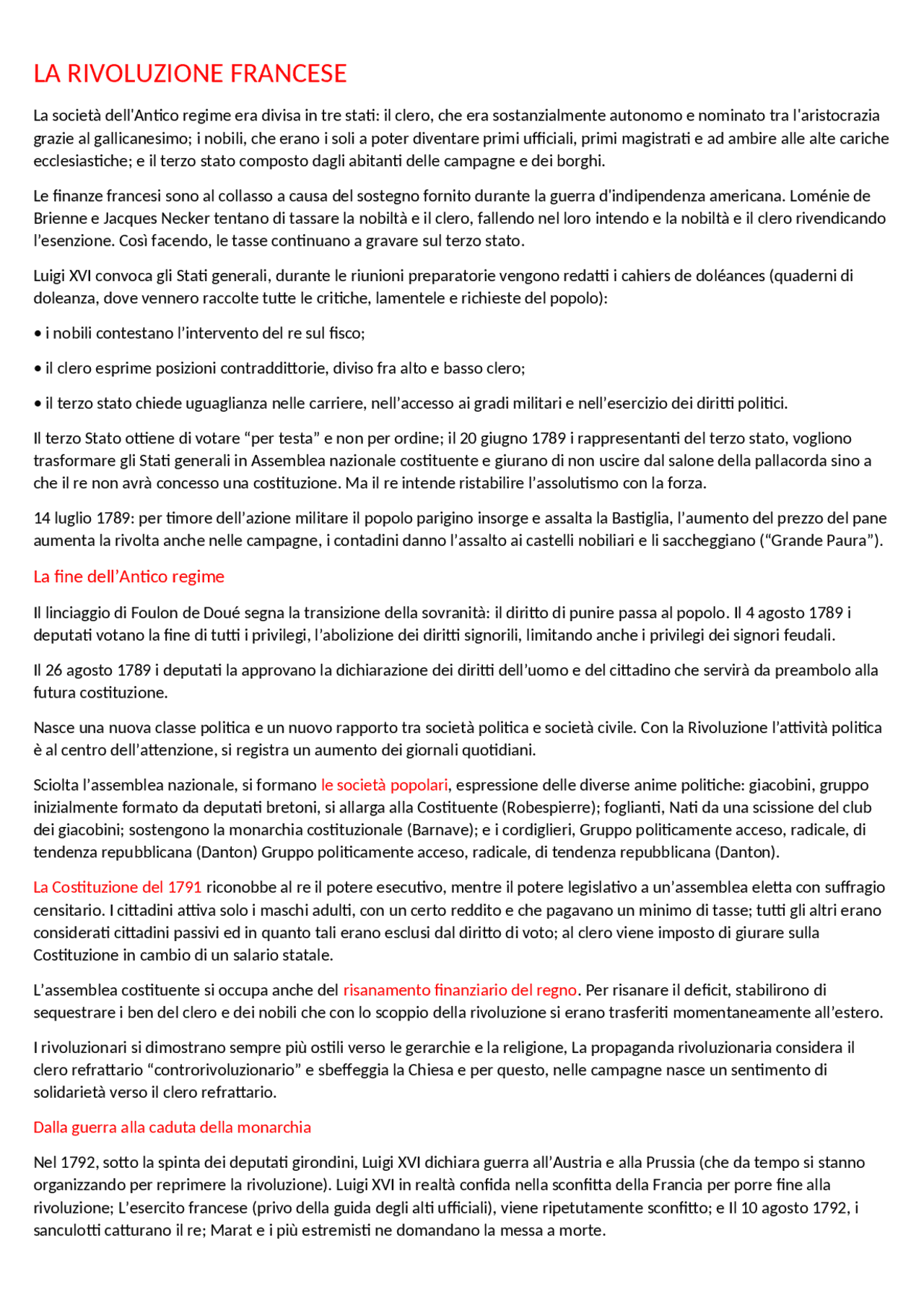 Rivoluzione Francese Docsity