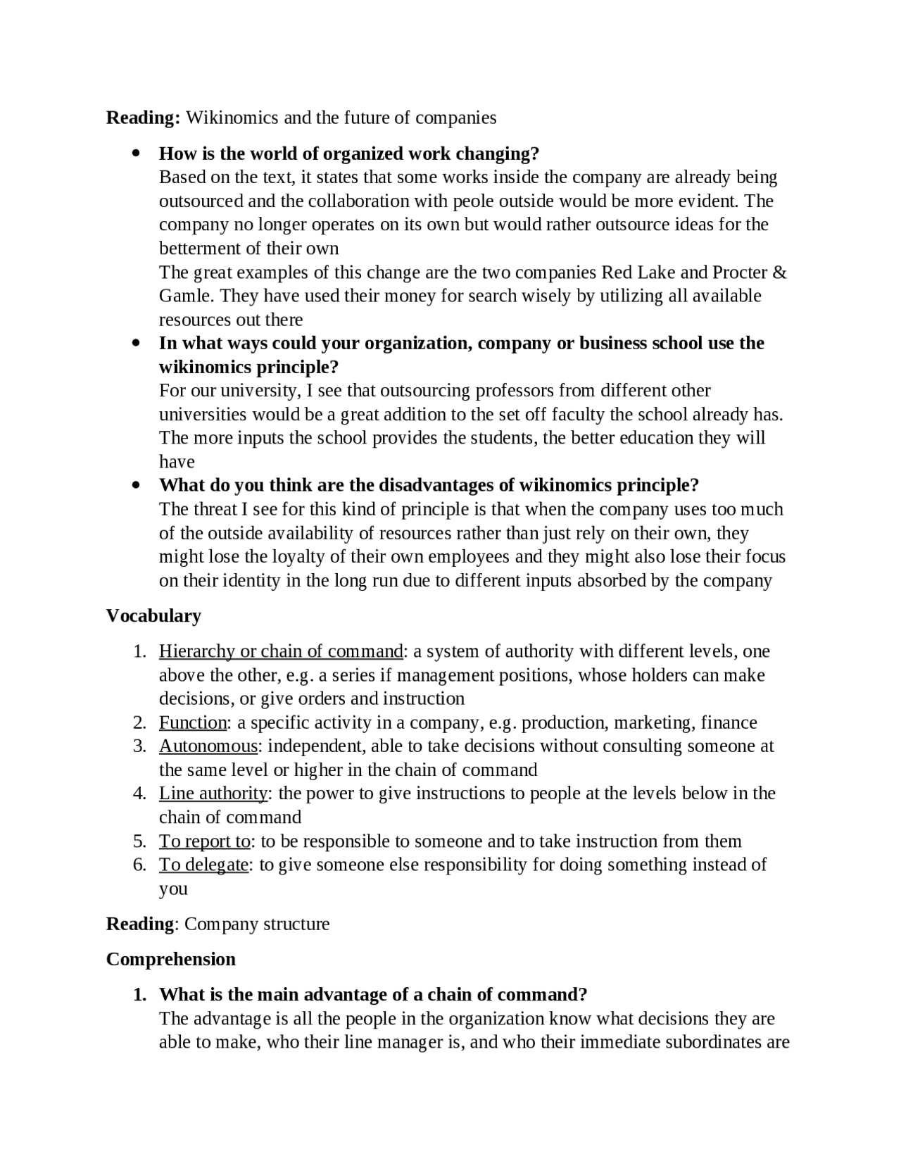Module 4 Unit 3: Company structure - Docsity
