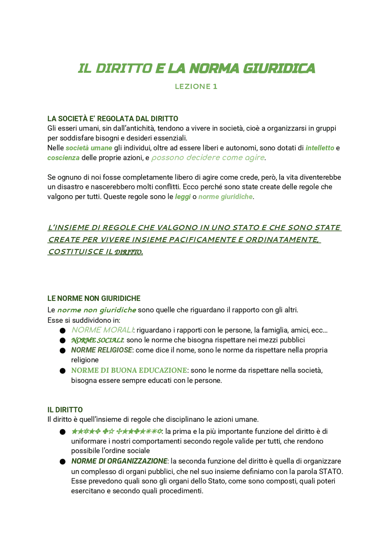 Il diritto e le norme giuridiche - Docsity