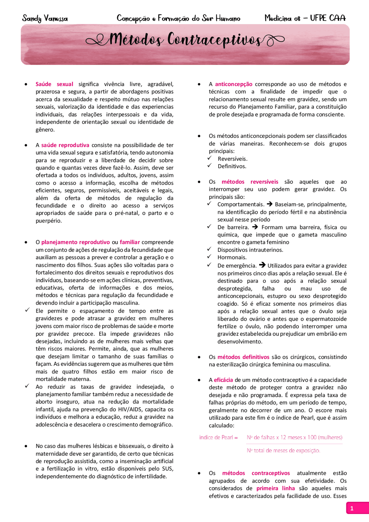 Métodos Contraceptivos Docsity