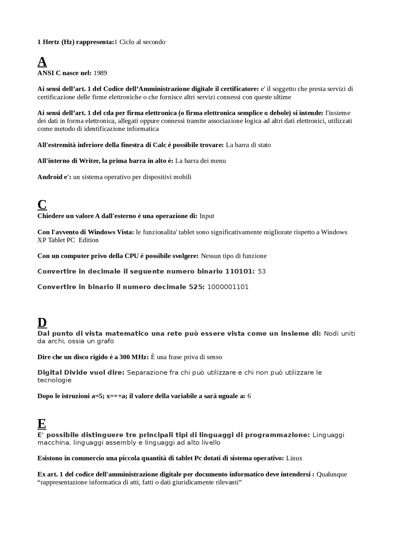 Domande esame informatica - Docsity