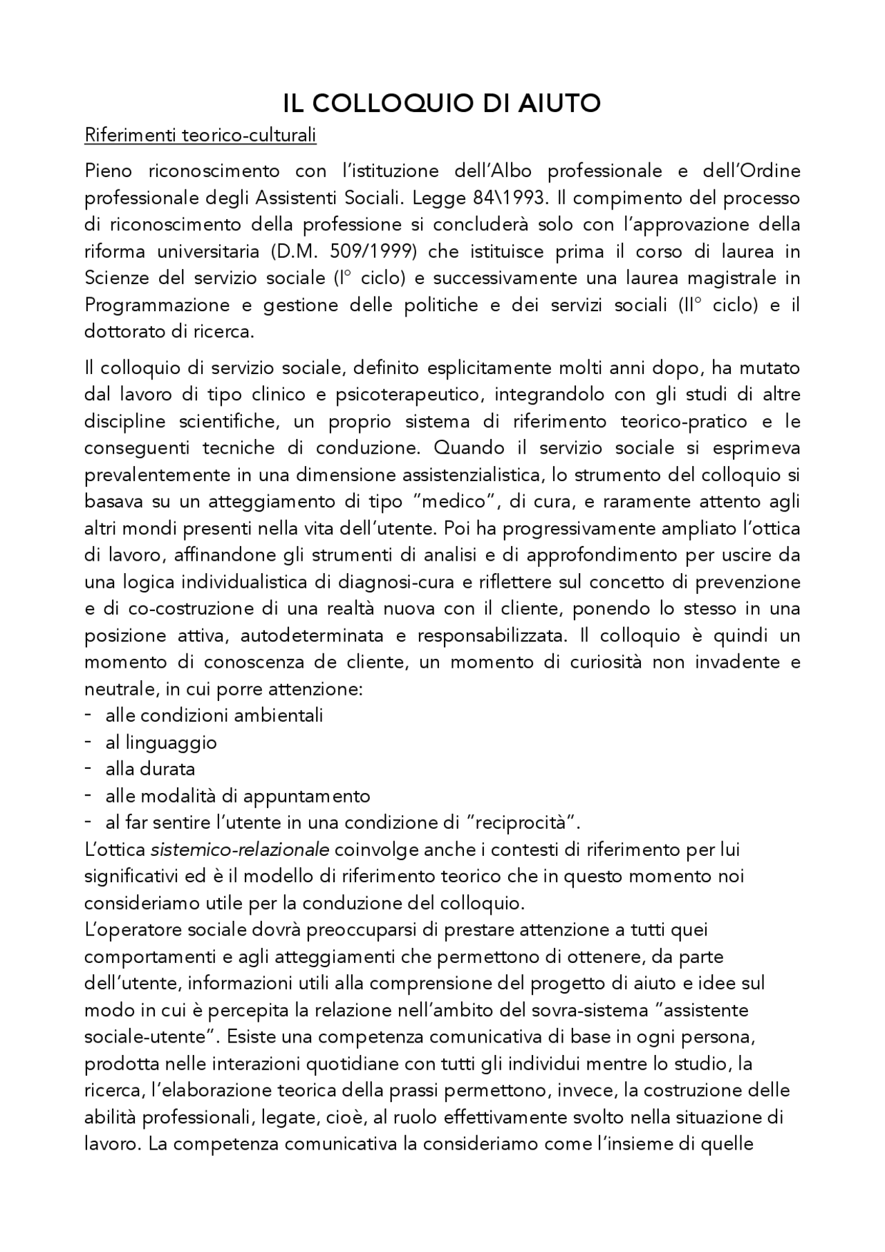 Il Colloquio Di Aiuto Principi Docsity