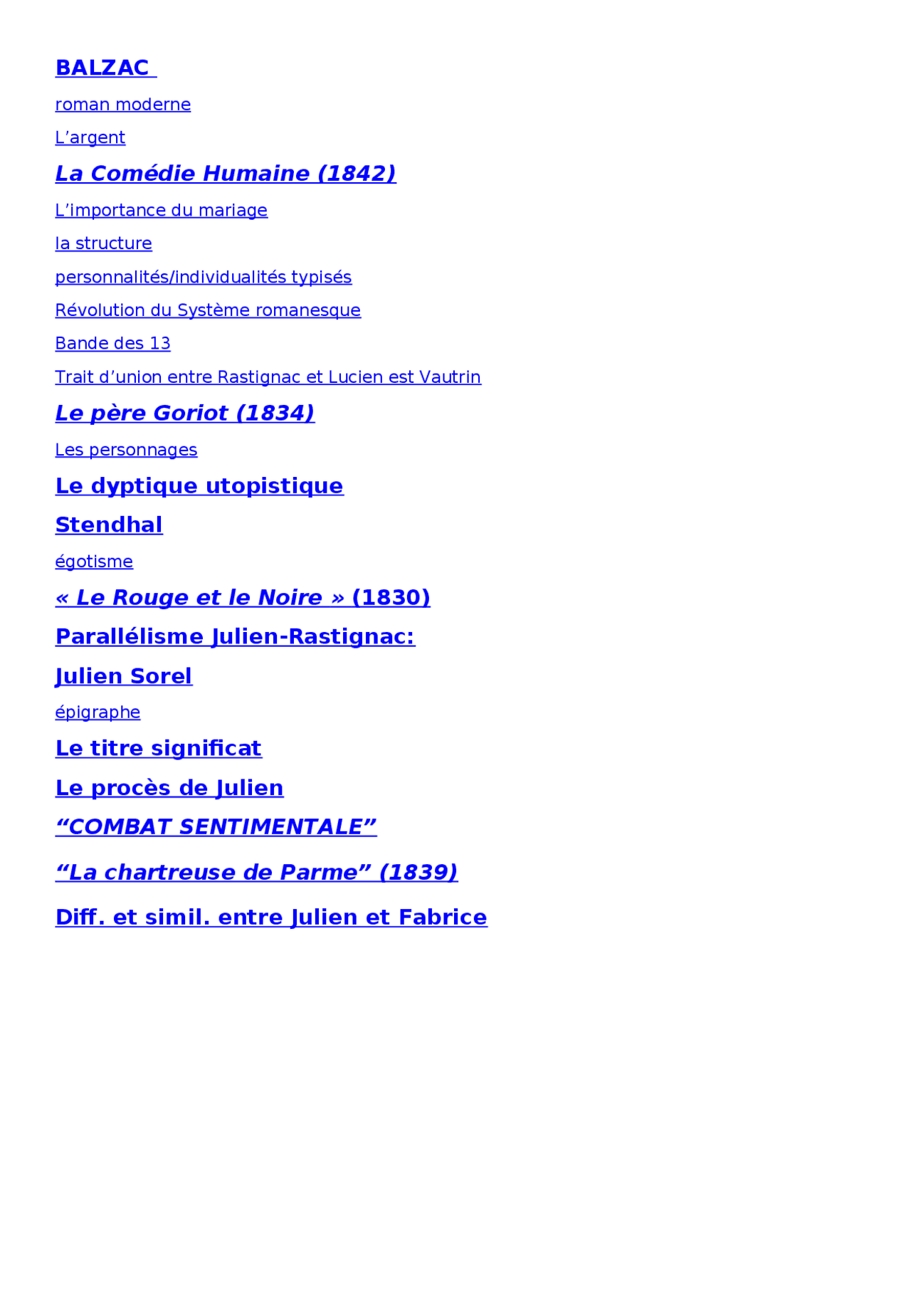 Appunti Balzac Stendhal Docsity