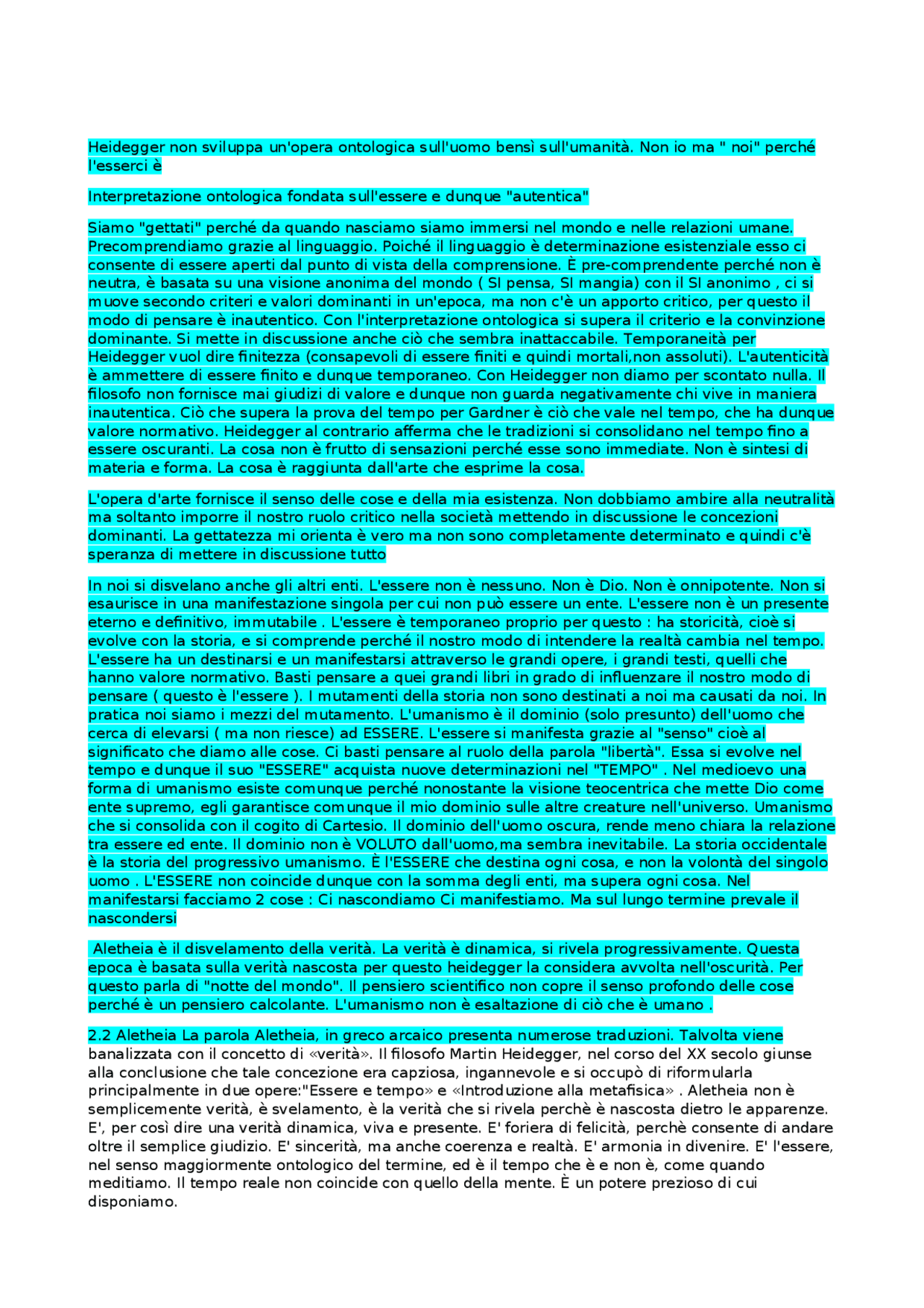 Appunti Lezione Su Heidegger Docsity