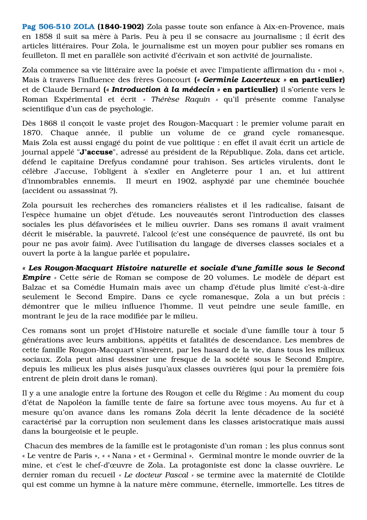 Zola Vita Analisi Delle Opere Rougon Macquart Docsity