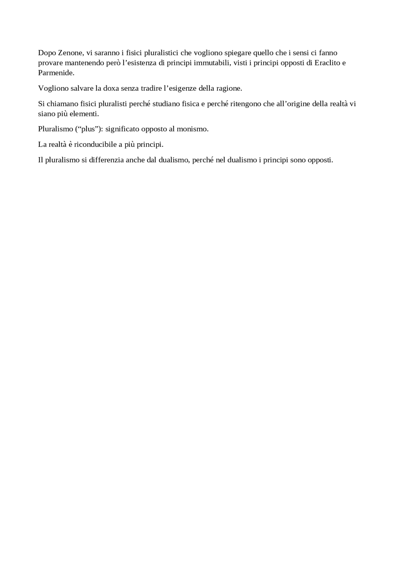 Filosofia Dei Fisici Pluralisti Docsity