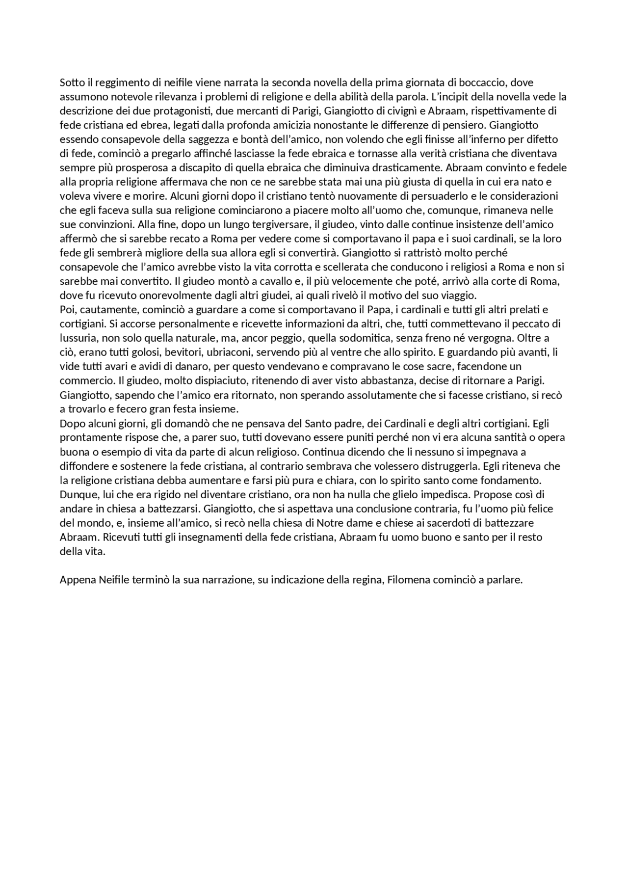 Riassunto Seconda Novella Prima Giornata Decameron Docsity