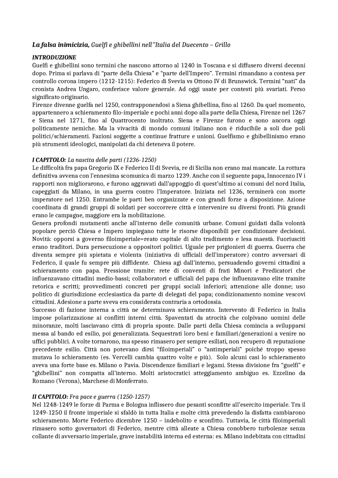 La Falsa Inimicizia Paolo Grillo Docsity