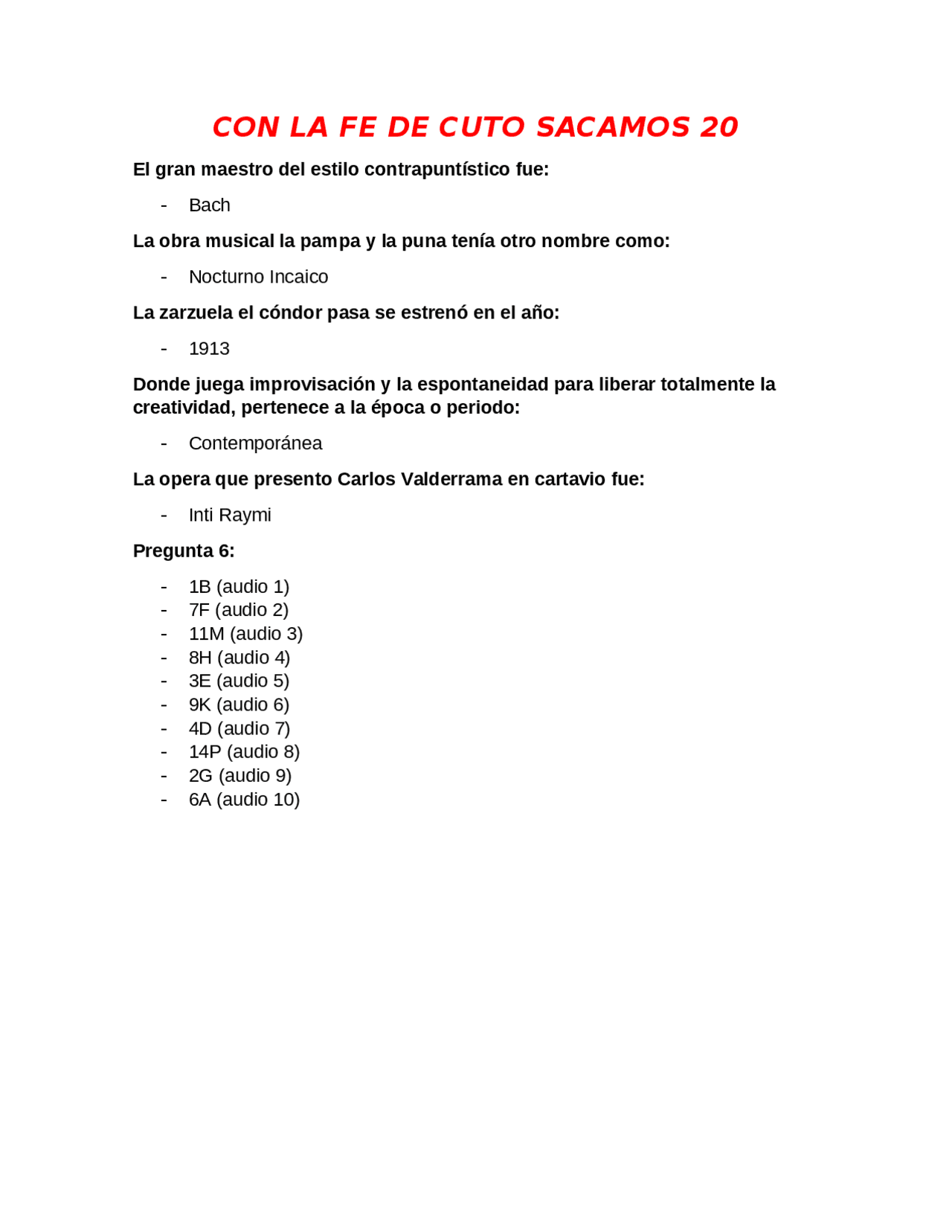 Con la fe de cuto sacamos 20 - Docsity