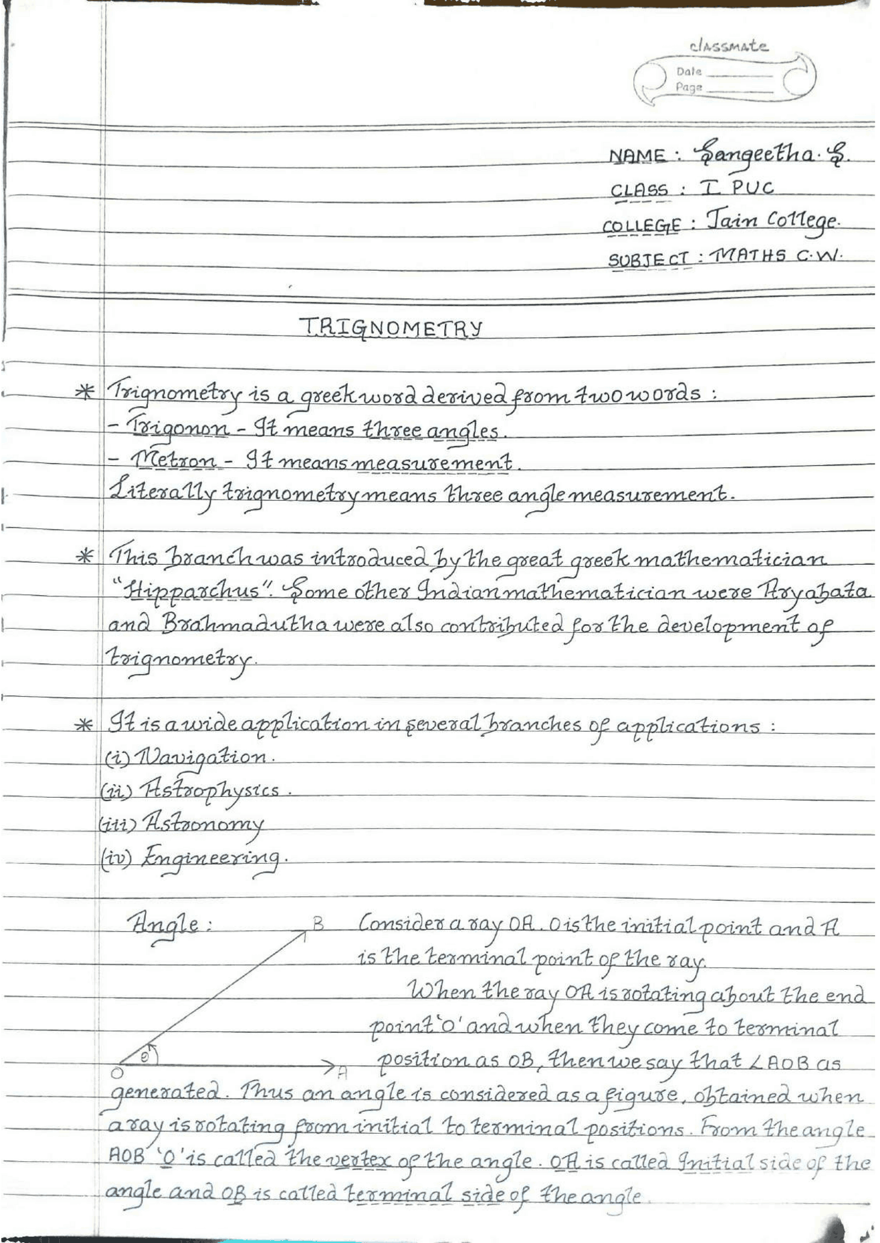 Trigonometry Notes Class 12th Docsity