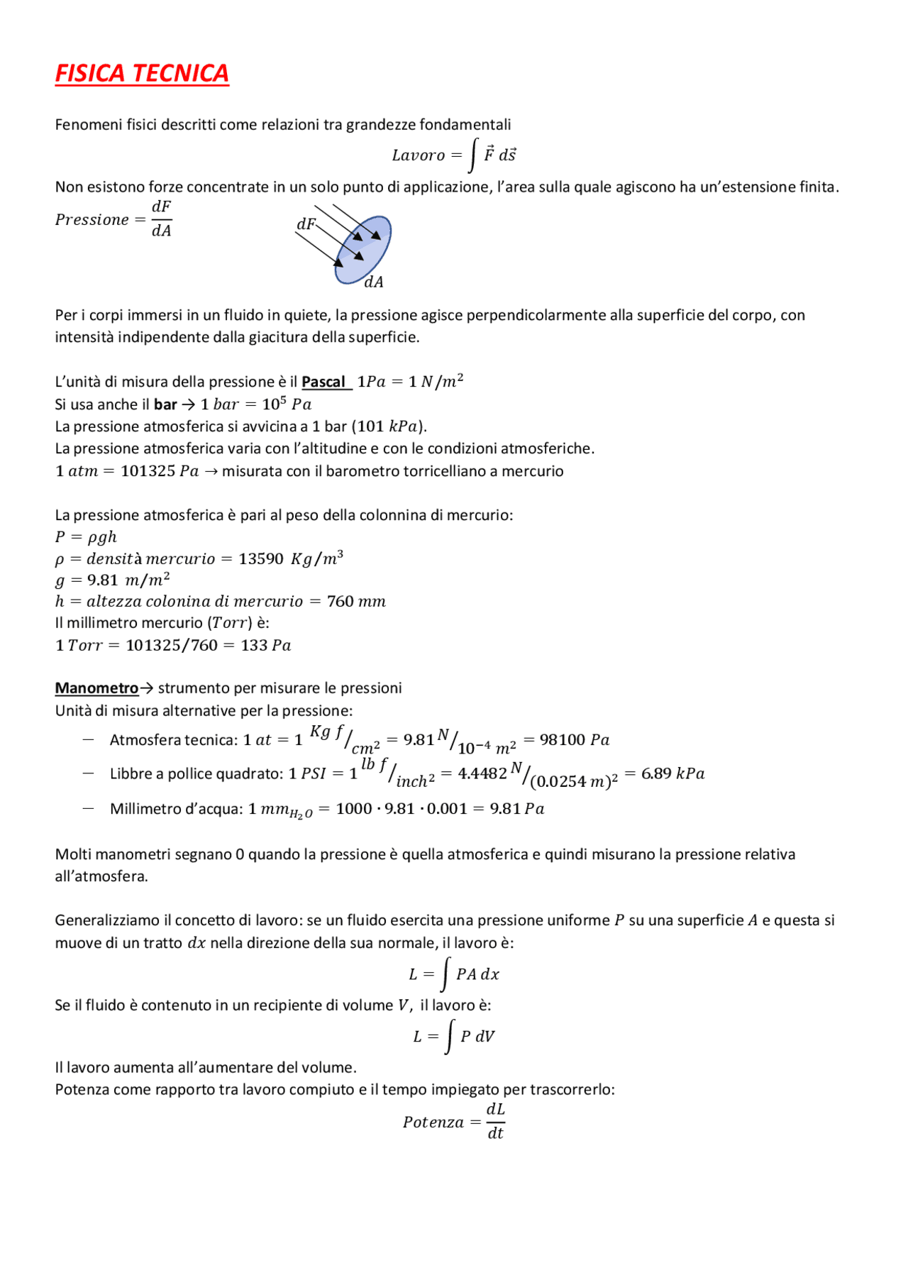 Appunti Di Fisica Tecnica Docsity