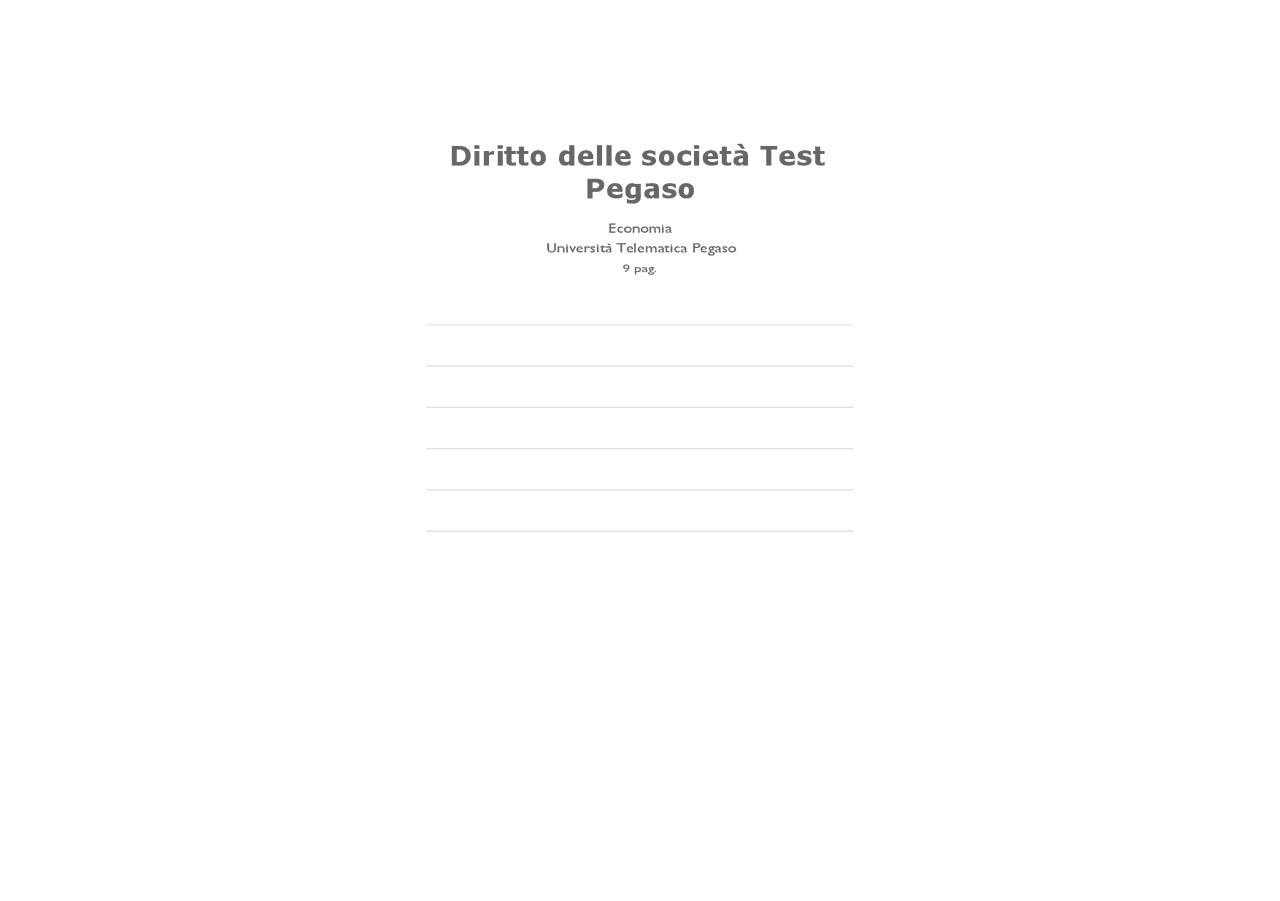Domande Test Diritto Delle Società Prove Desame Di Diritto Delle
