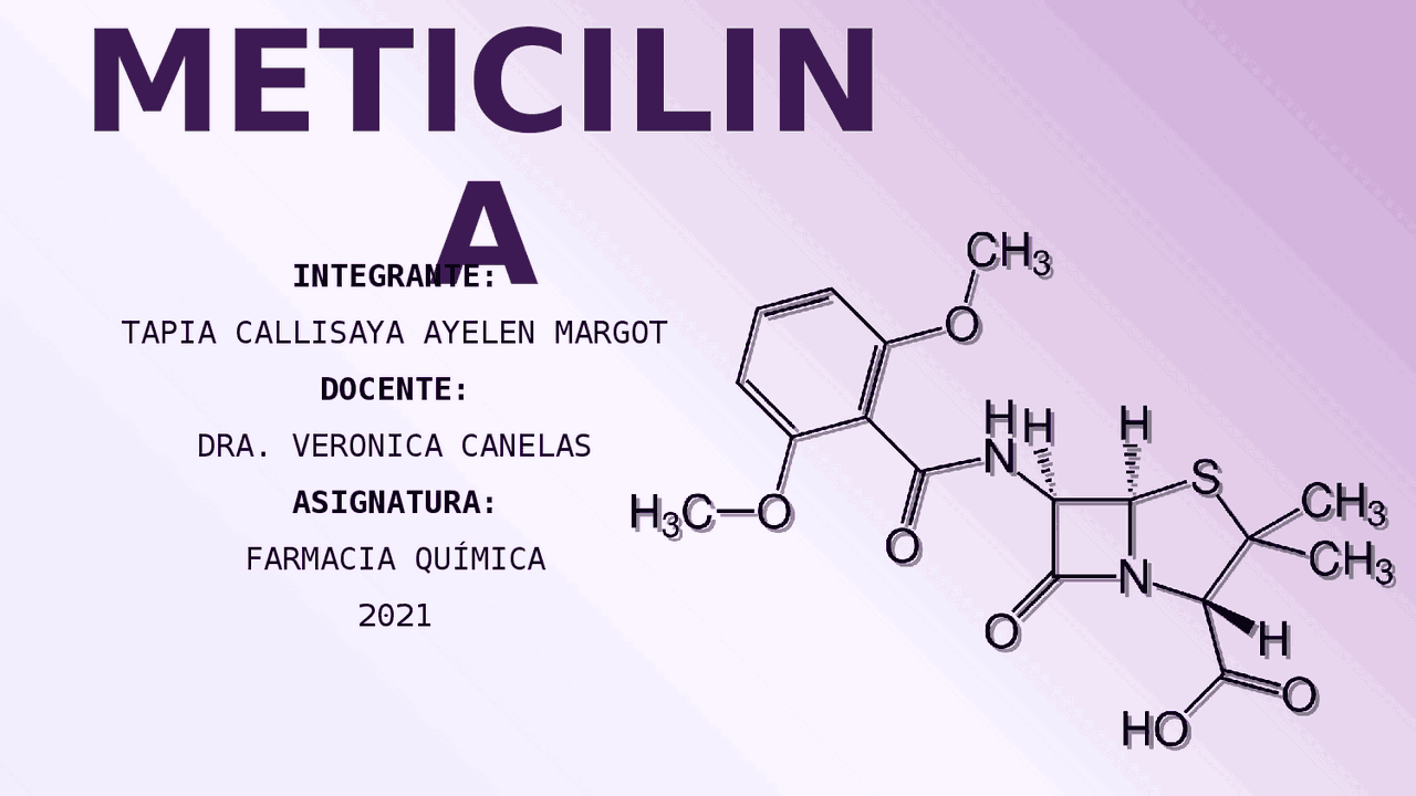 METICILINA ANTIBIOTICO BETALACTAMICO | Diapositivas de Farmacia - Docsity