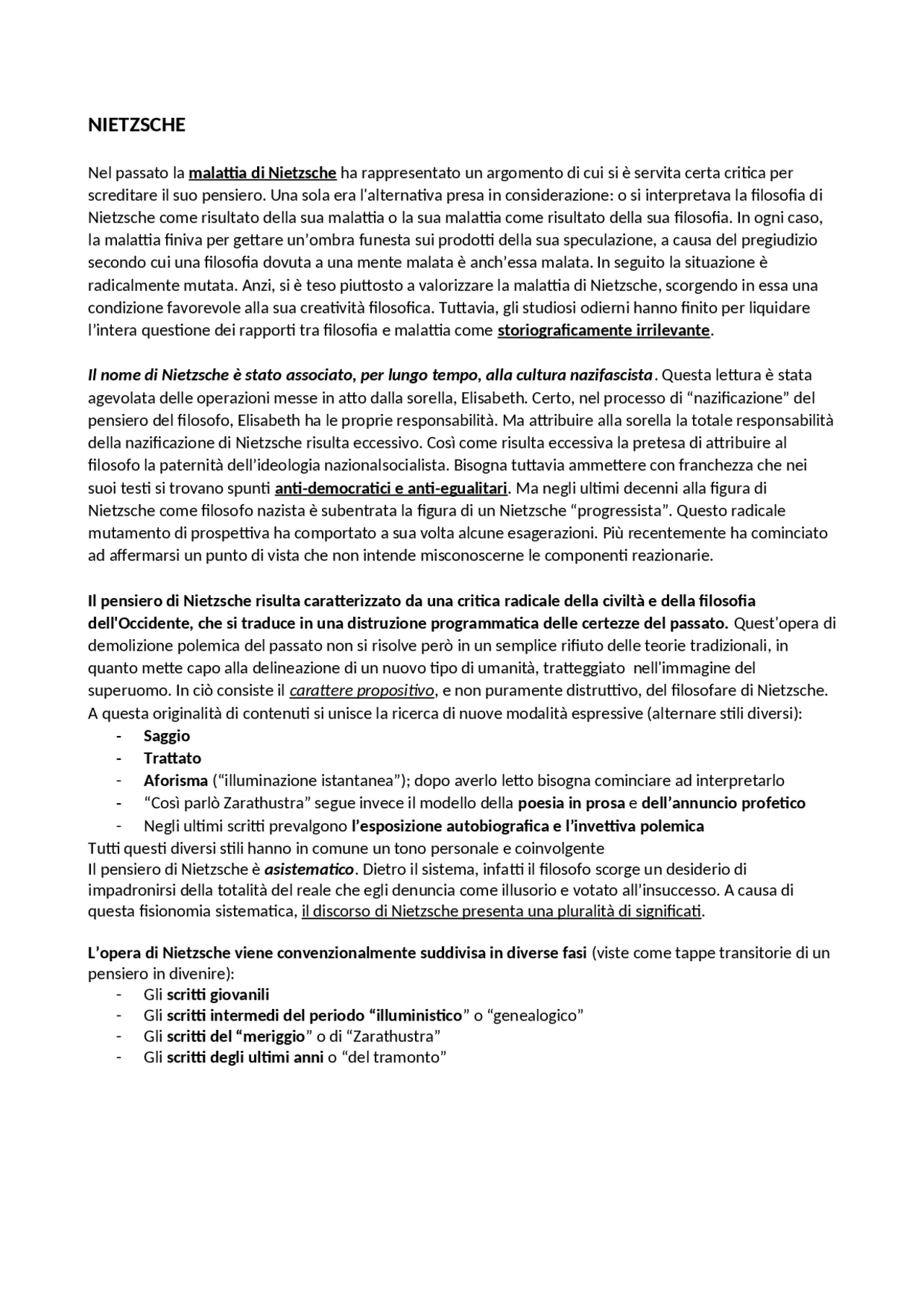 Nietzsche Riassunto Appunti Di Filosofia Docsity