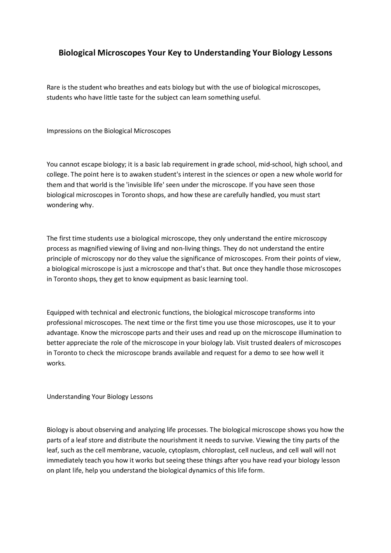 Biological Microscopes Your Key to Understanding Your Biology Lessons ...