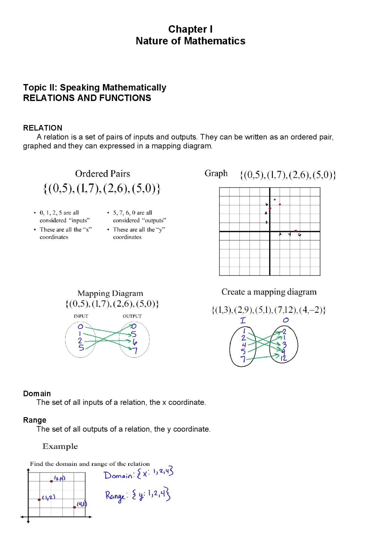 Relations And Functions Docsity