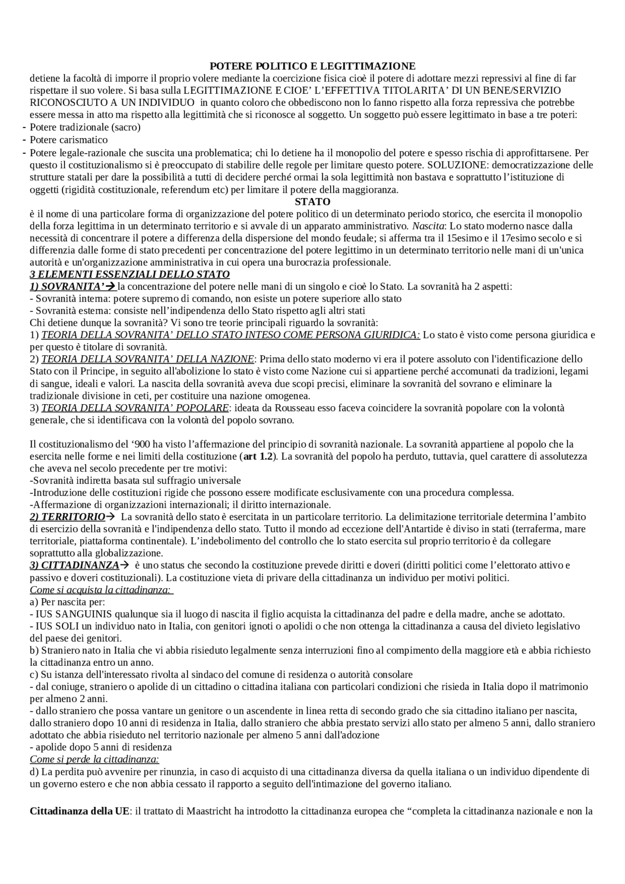 Appunti Di Diritto Pubblico E Costituzionale Docsity