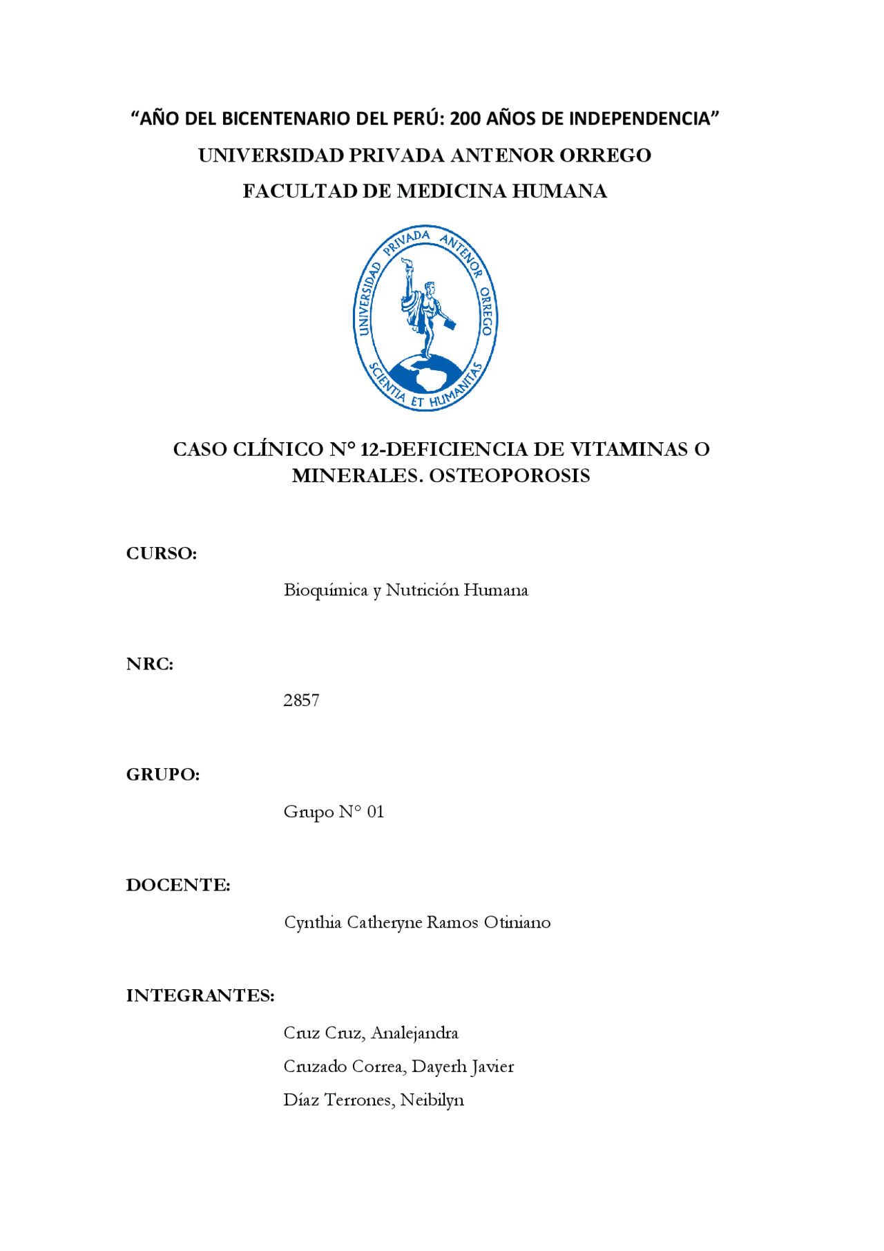 Caso Clínico Numero 12 Apuntes De Bioquímica Docsity