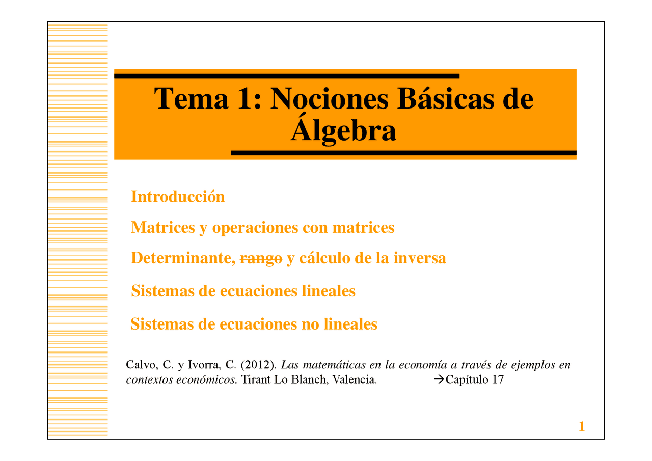 Tema 1 Matematicas i ALGEBRA - Docsity