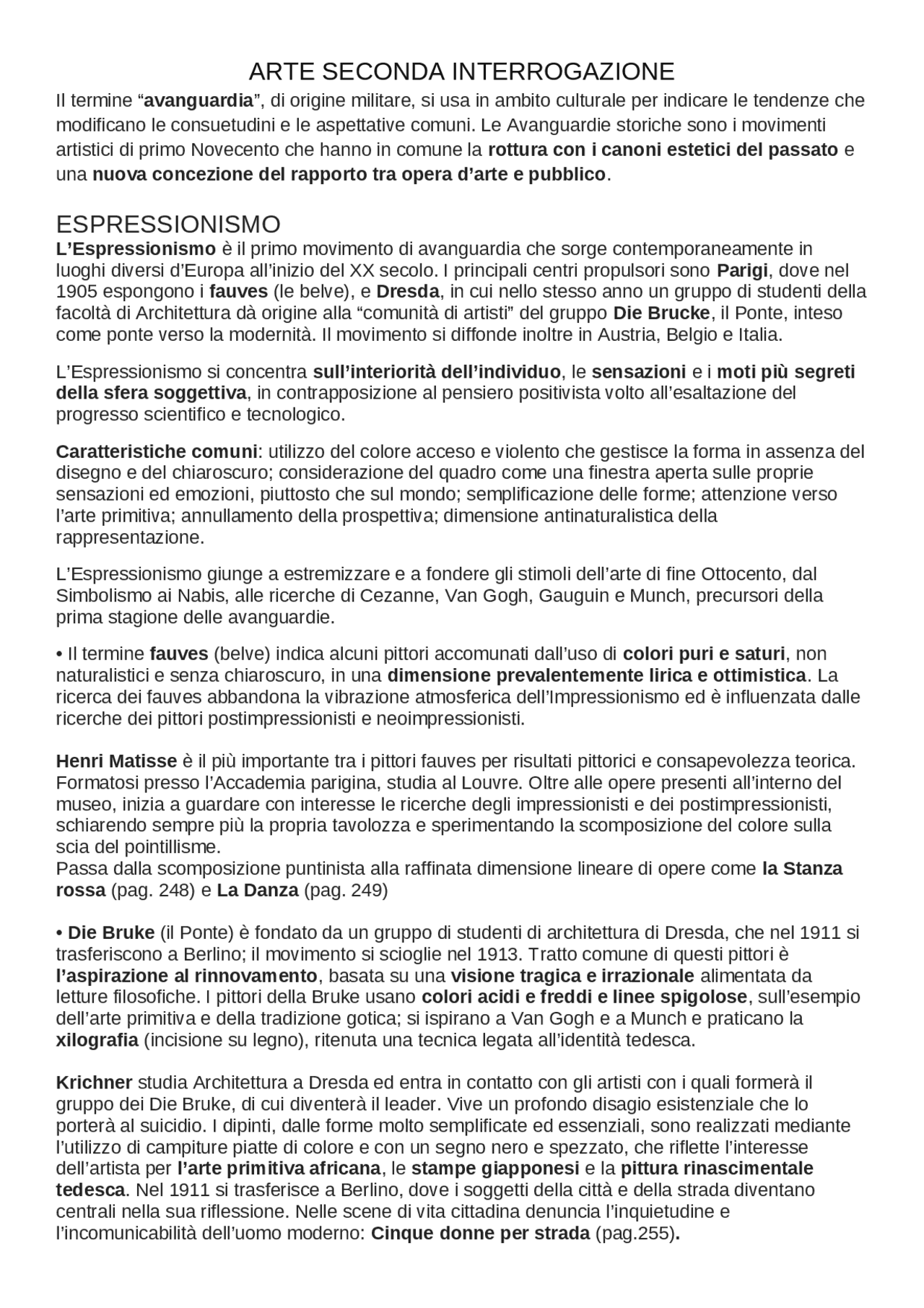 Espressionismo Cubismo Futurismo Ecc Docsity