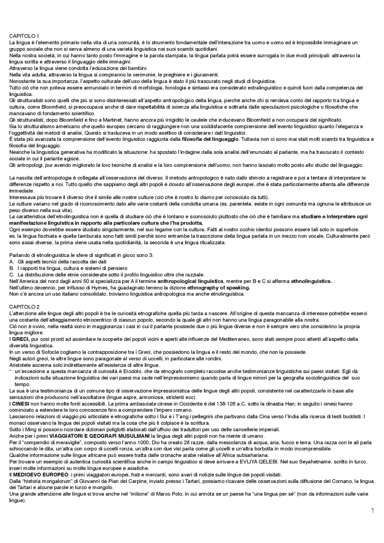 Riassunto Introduzione Alletnolinguistica Di Cardona Docsity