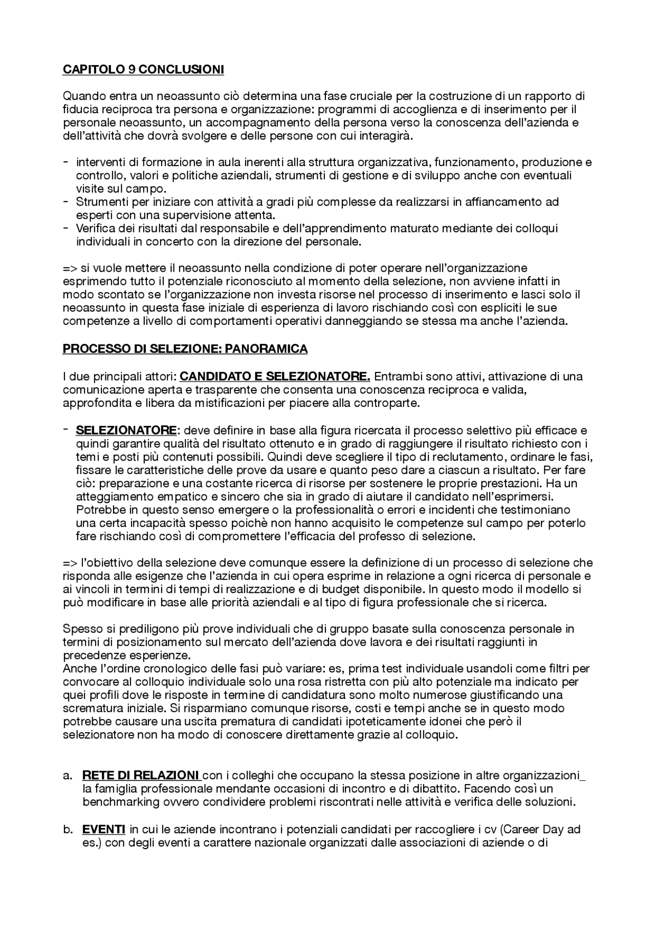 Riassunto Capitolo 9 Docsity