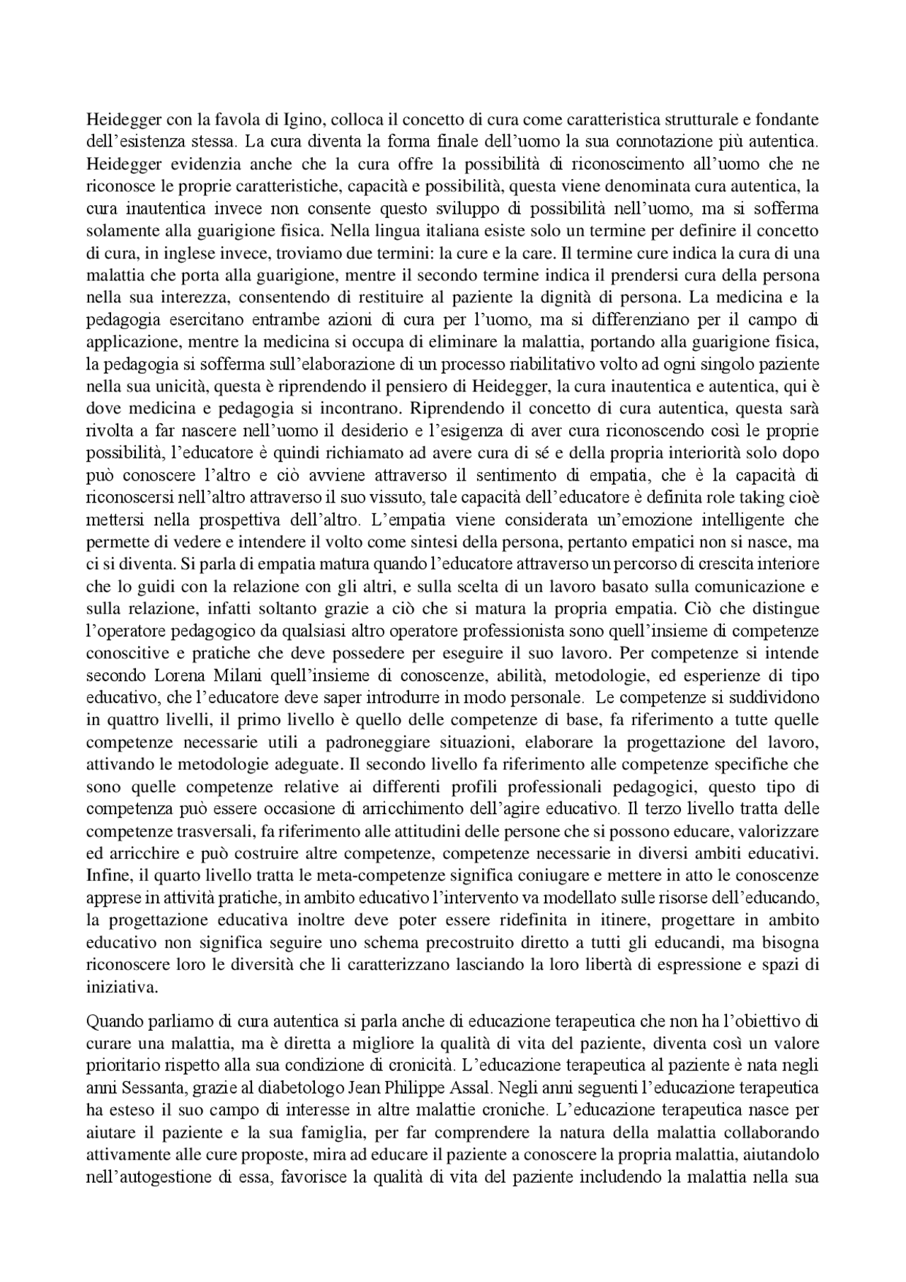 Riassunto Del Libro Cura E Progetto Di Vita Docsity