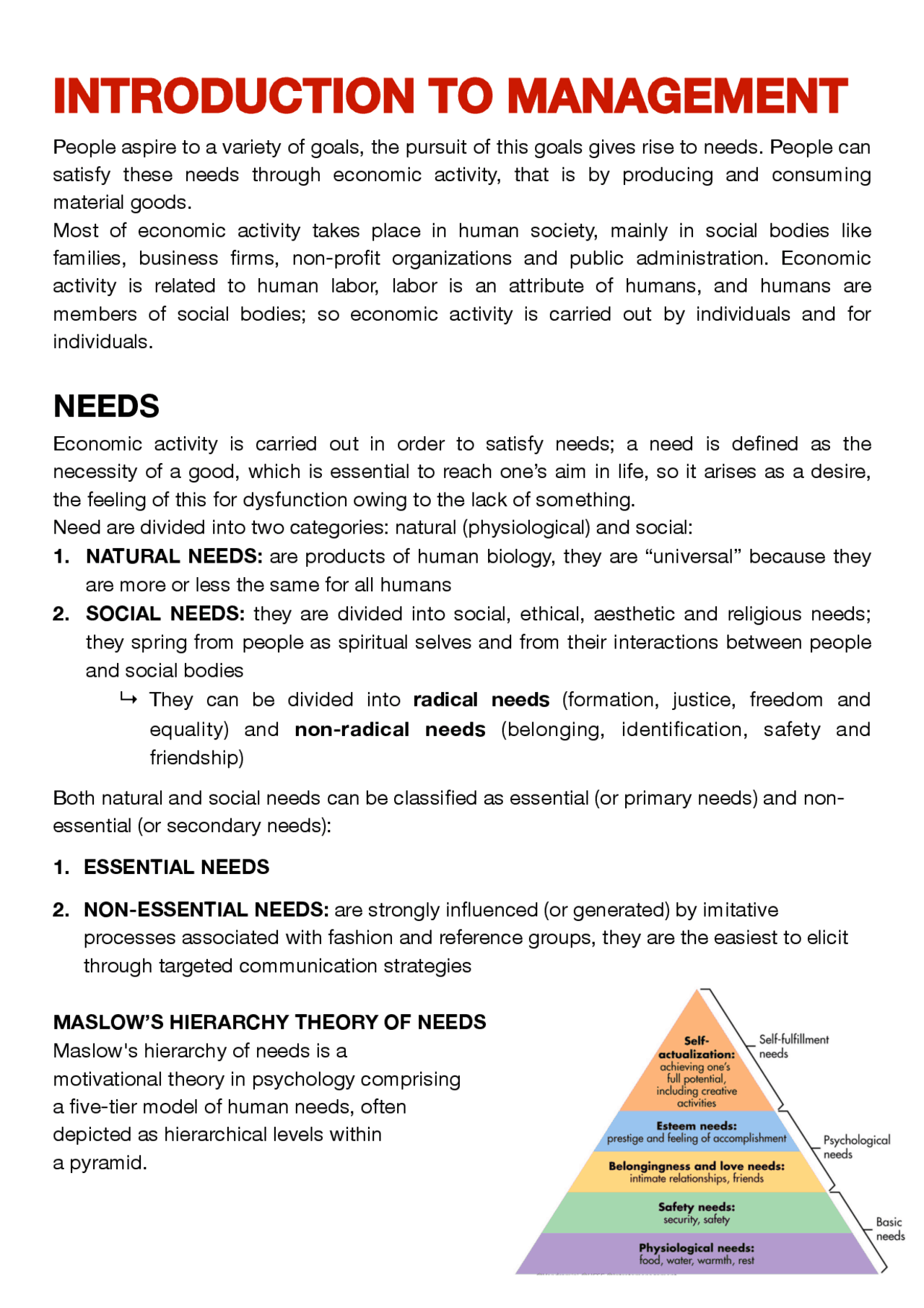 Introduction To Management Appunti Completi Docsity