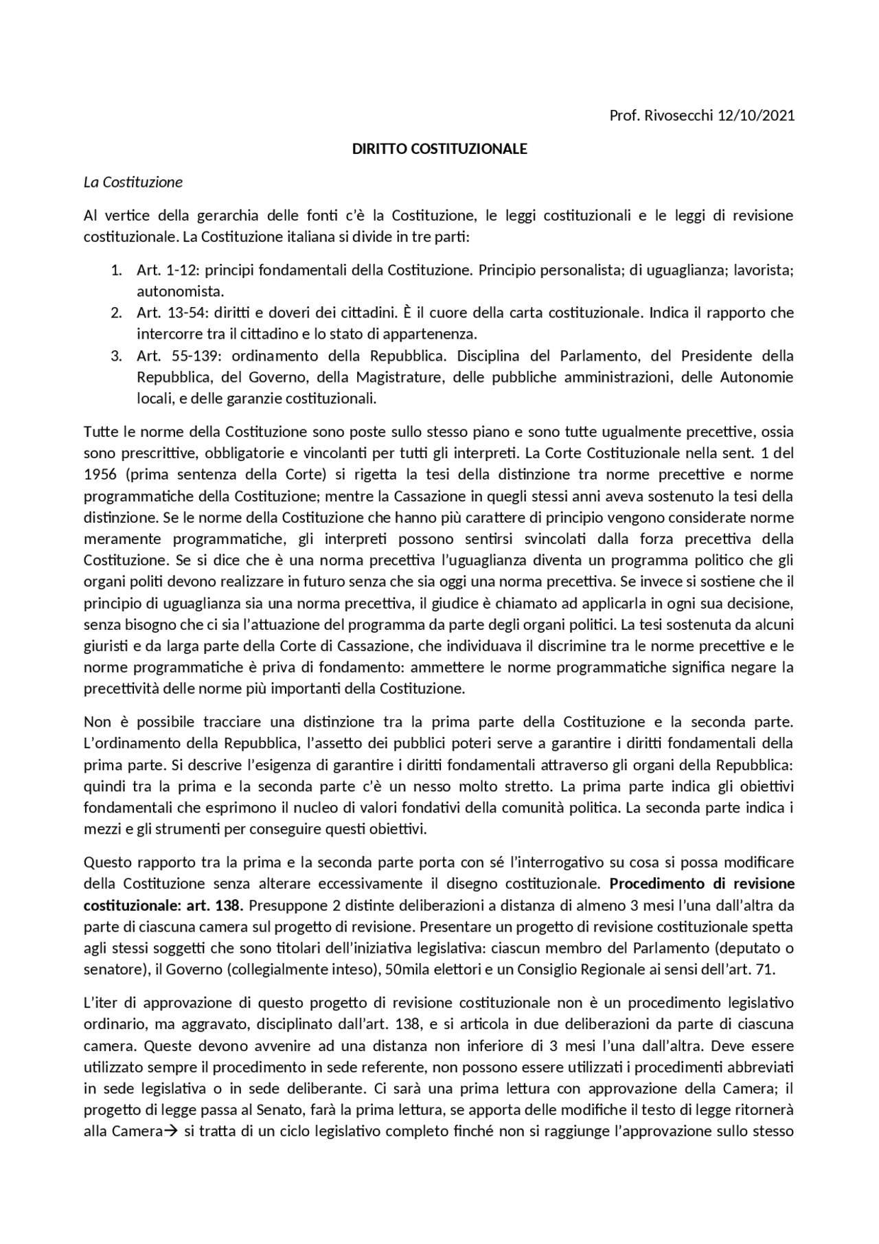 Costituzione E Revisione Docsity