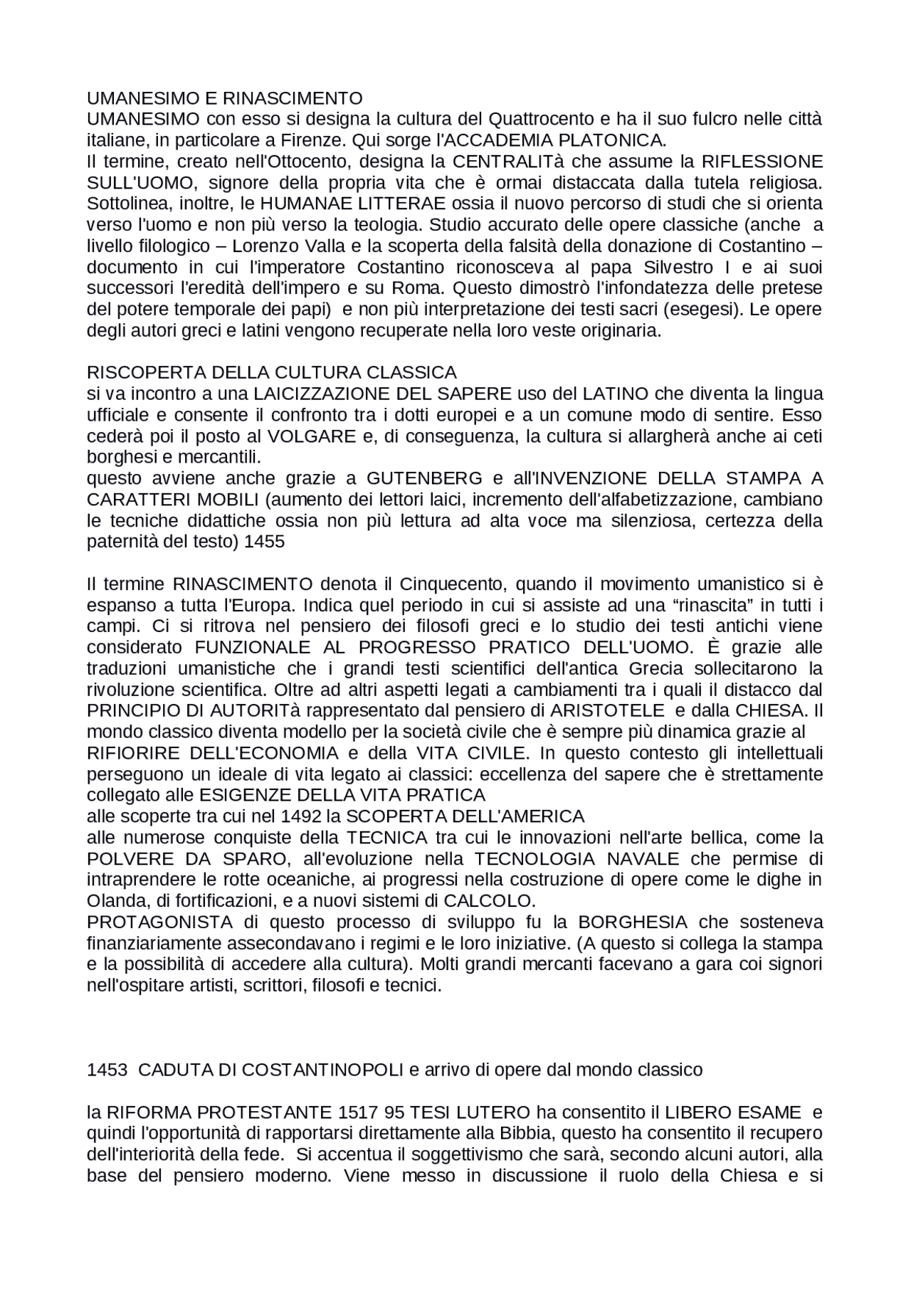 Riassunto Breve Su Umanesimo E Rinascimento In Filosofia Docsity
