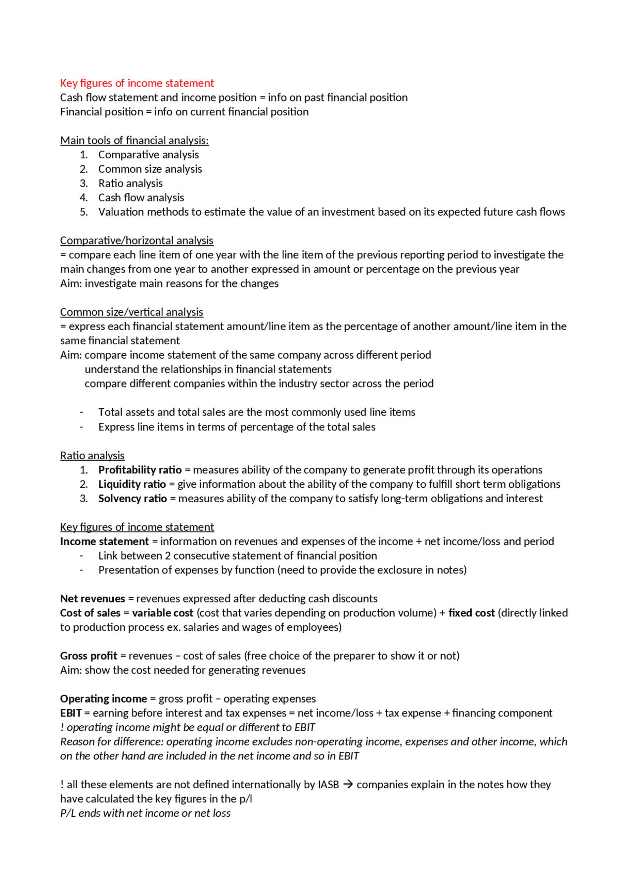 Summary Performance Analysis Docsity