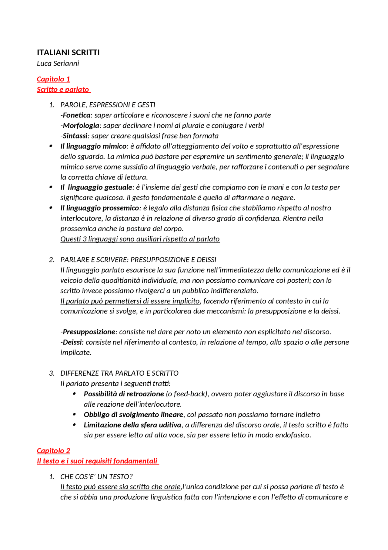 Riassunto Libro Italiani Scritti Docsity