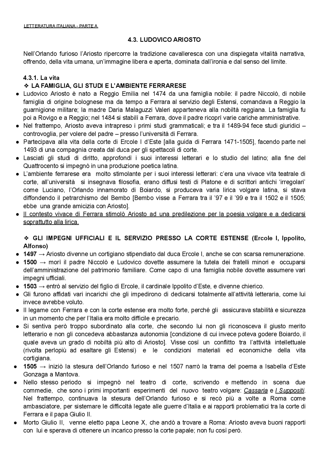 Cap 43 Riassunto Giulio Ferroni Docsity
