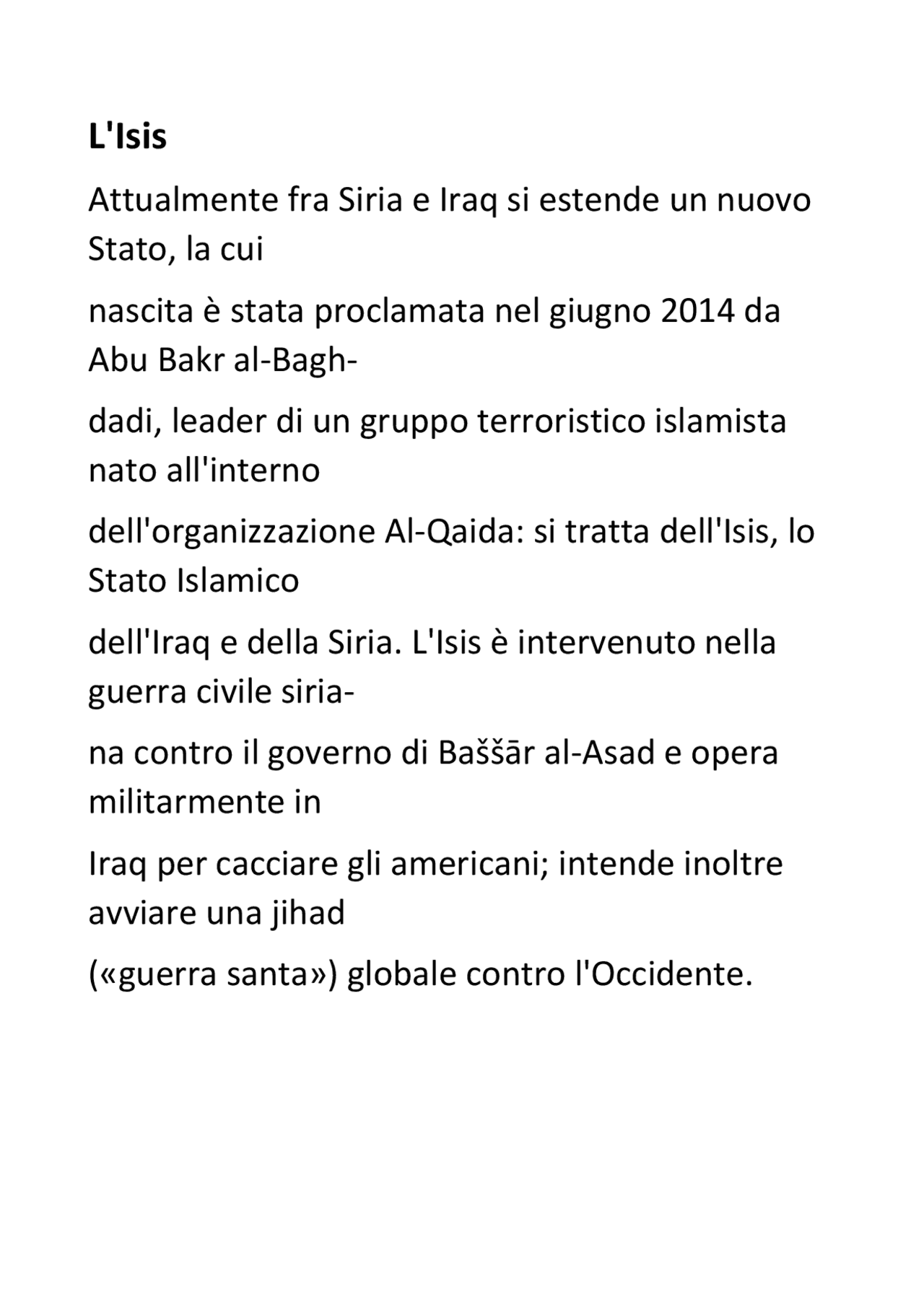 Isis Nascita Nella Storia Docsity