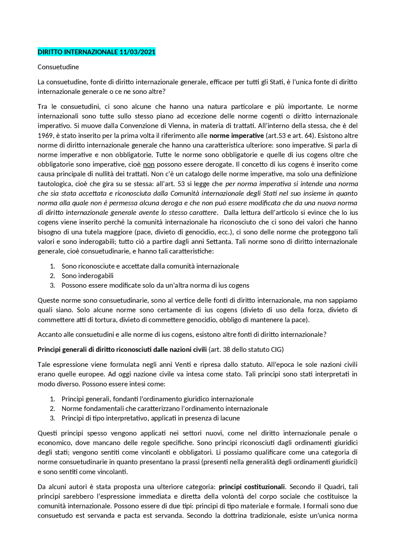 Appunti Diritto Internazionale Conforti Docsity