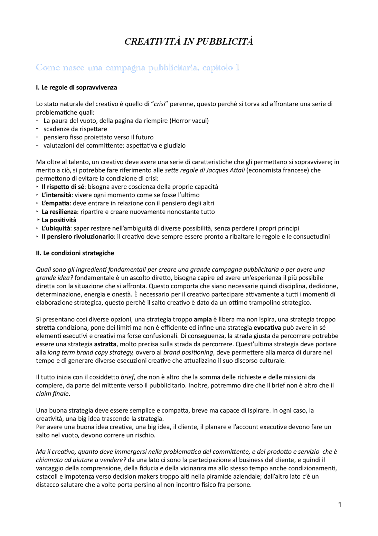 Riassunto Del Libro Creatività In Pubblicità Docsity