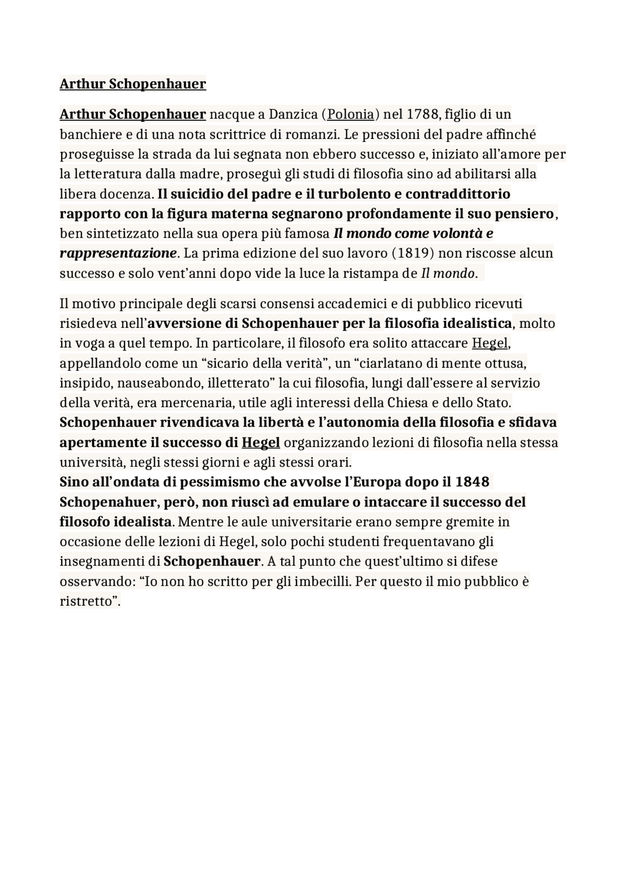 Arthur SchopenhauerArthur Schopenhauer - Docsity