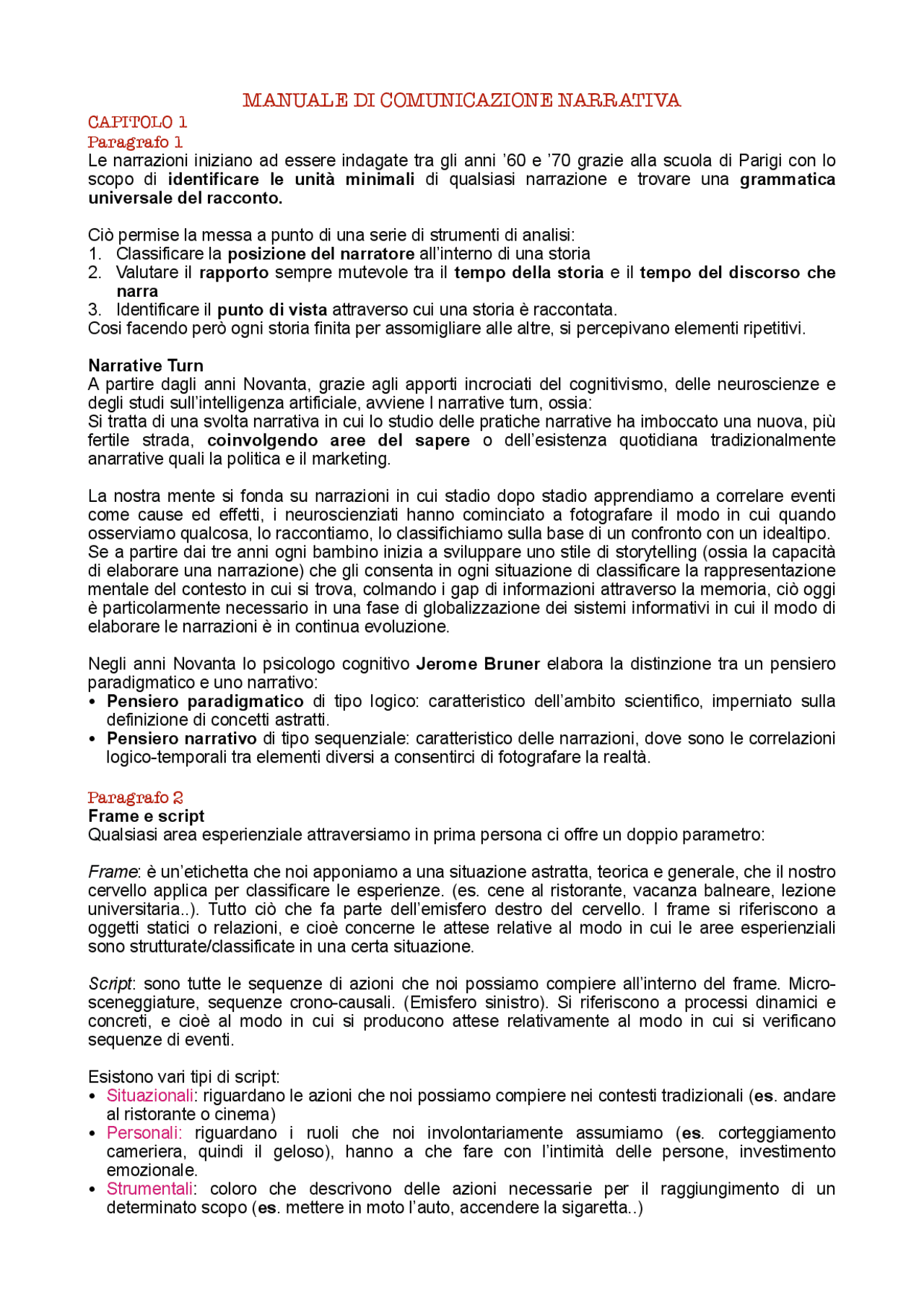 Manuale Di Comunicazione Narrativa Docsity