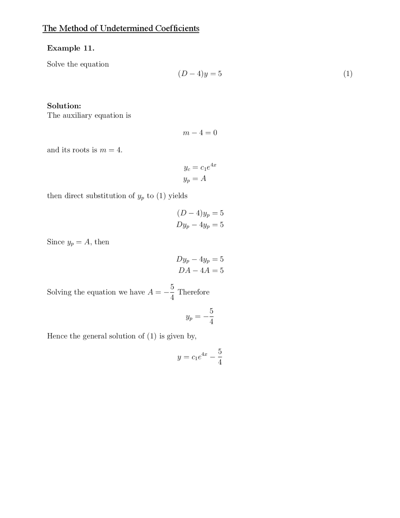 Differential Equations | Example Problem 3 - Docsity