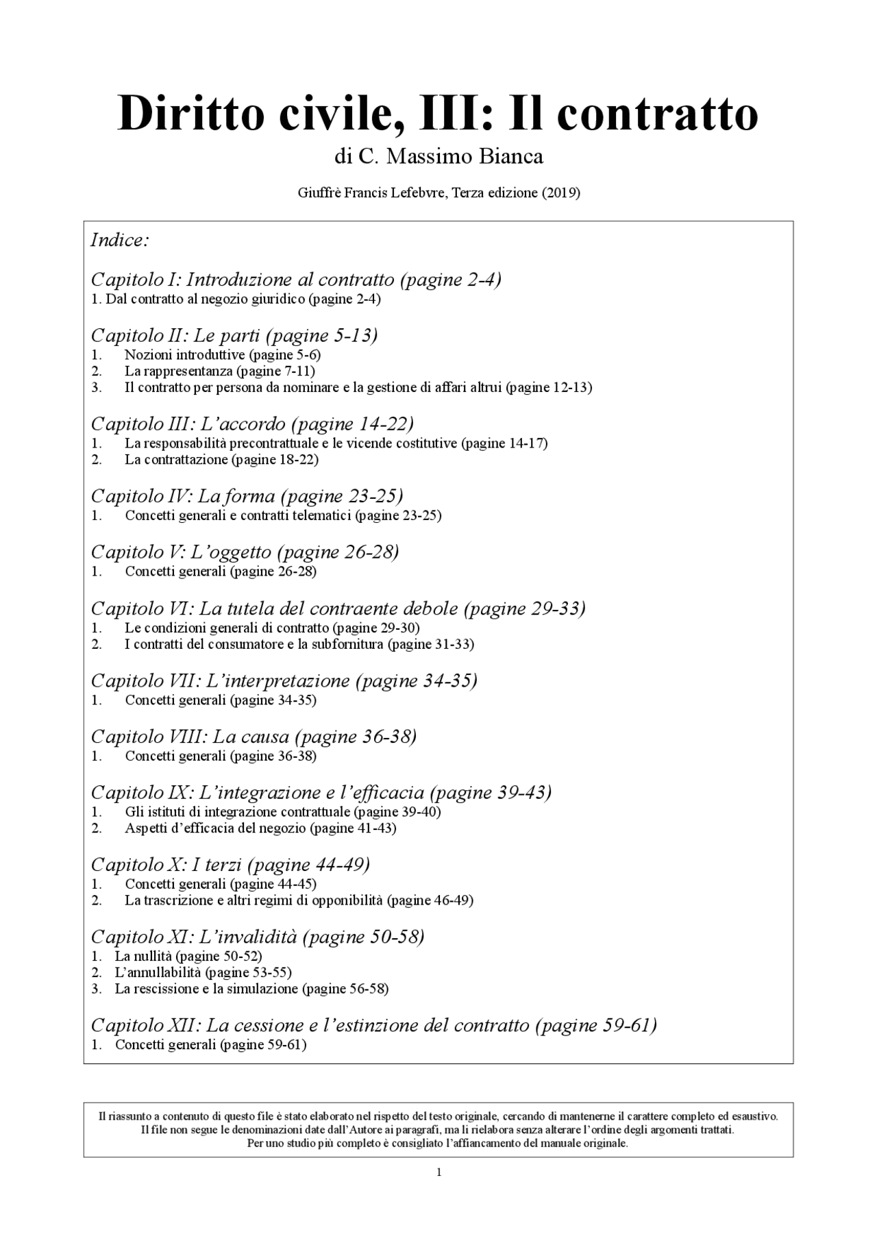 Diritto Civile Iii Il Contratto Cm Bianca Riassunti Docsity