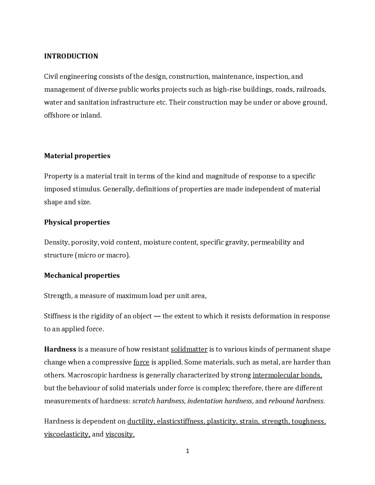 Civil Engineering Materials Docsity