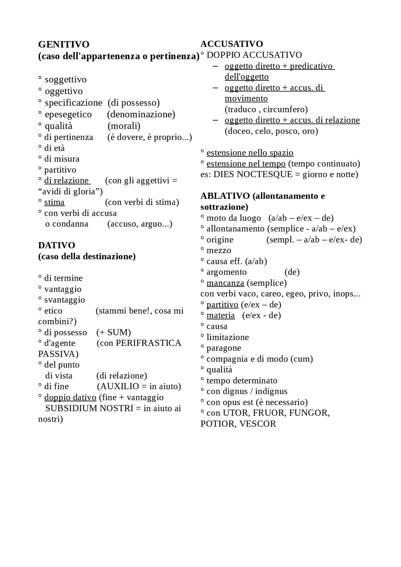 I COMPLEMENTI LATINI - Docsity