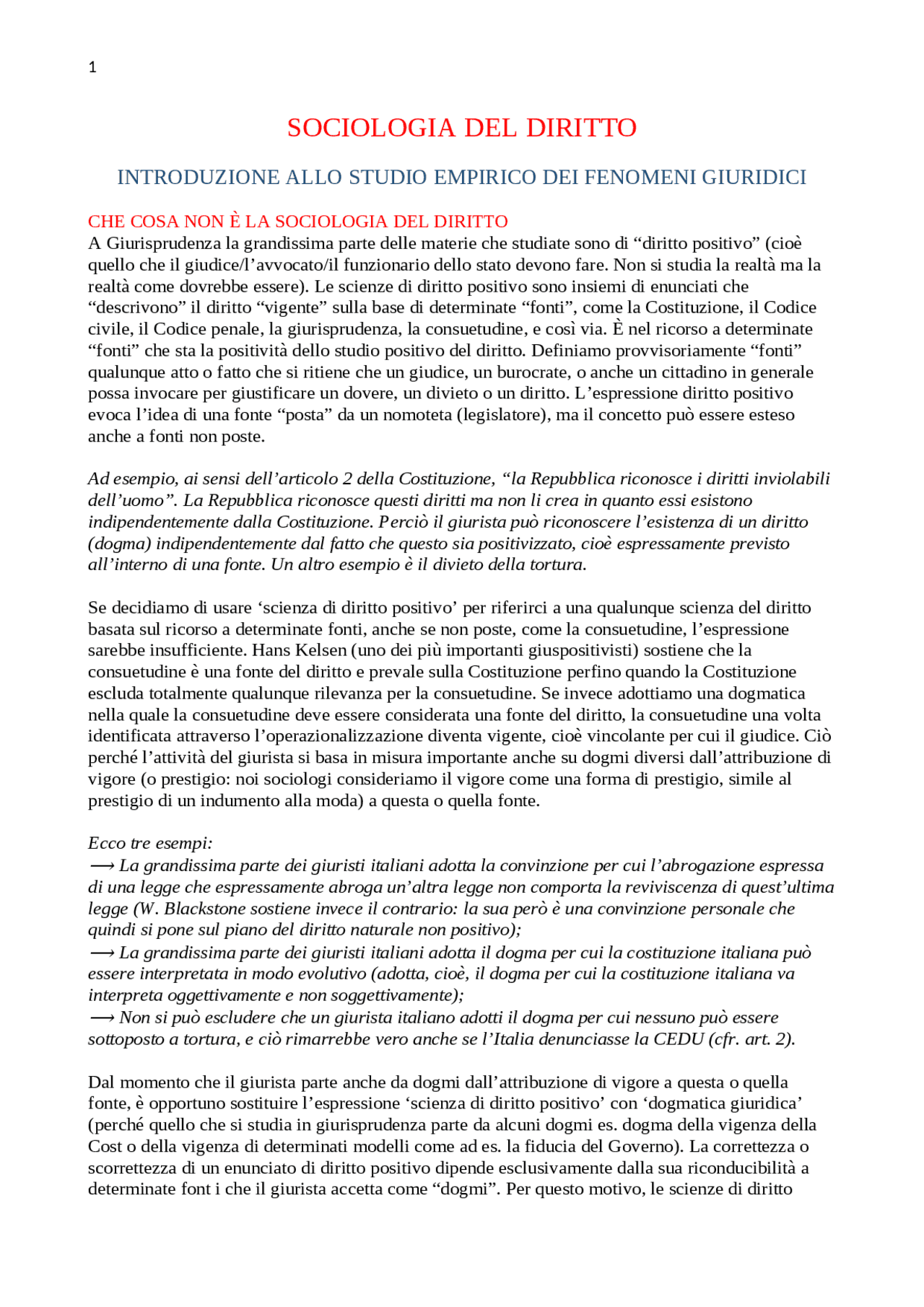 Appunti Completi Di Sociologia Del Diritto Per Frequentanti Prof