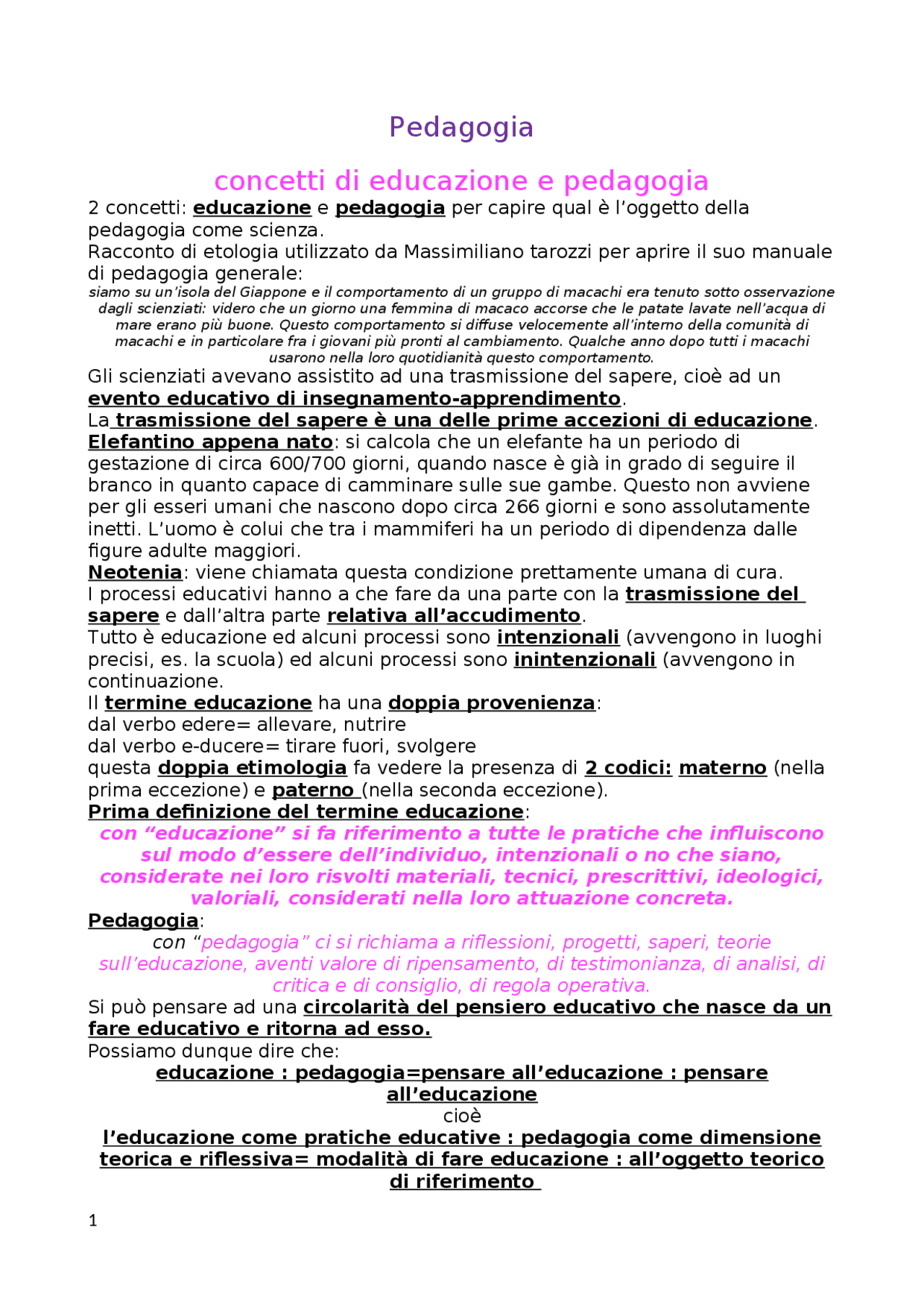 Appunti Di Pedagogia Docsity