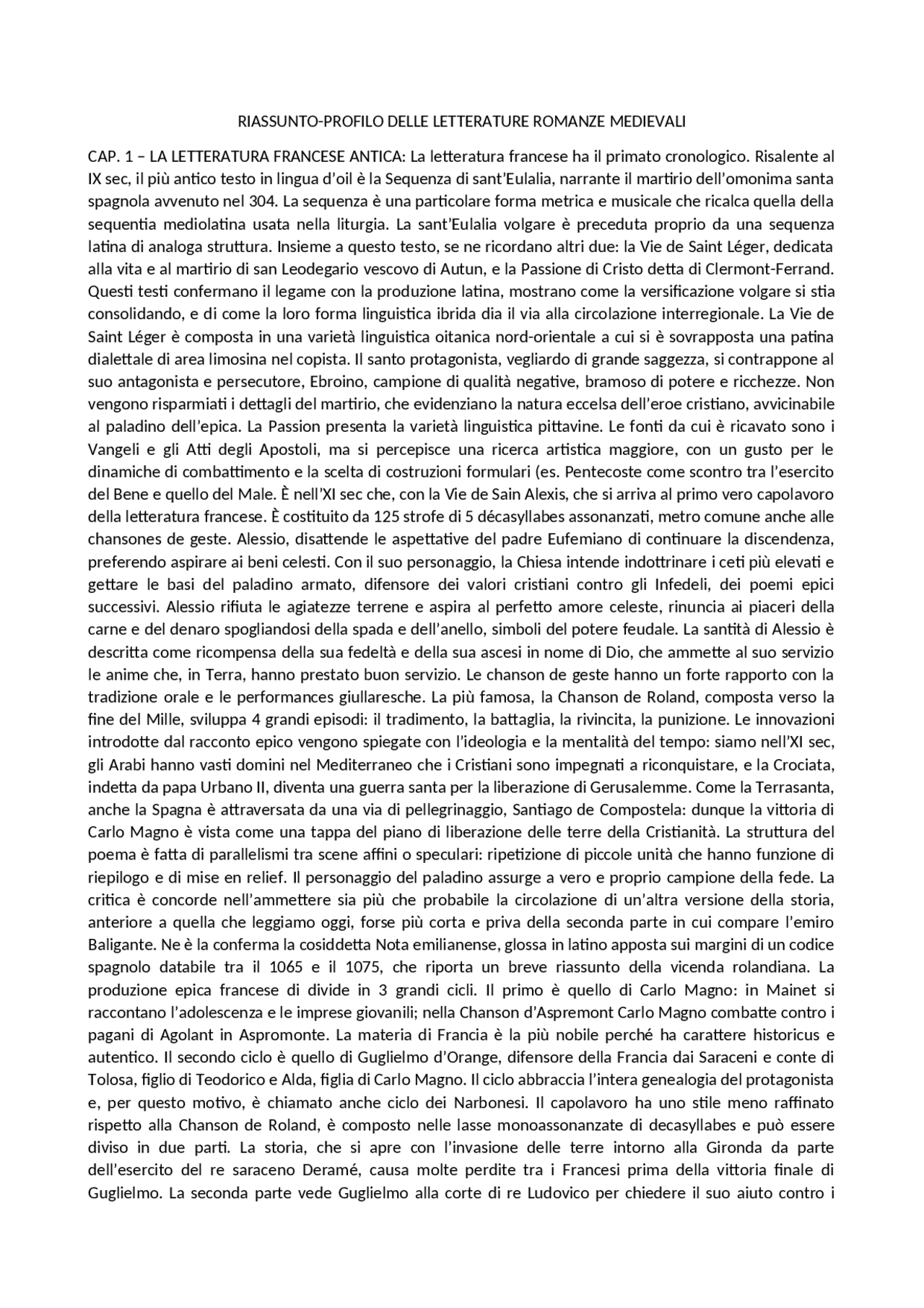 Riassunto Profilo Delle Lett Cap 1 4 Docsity